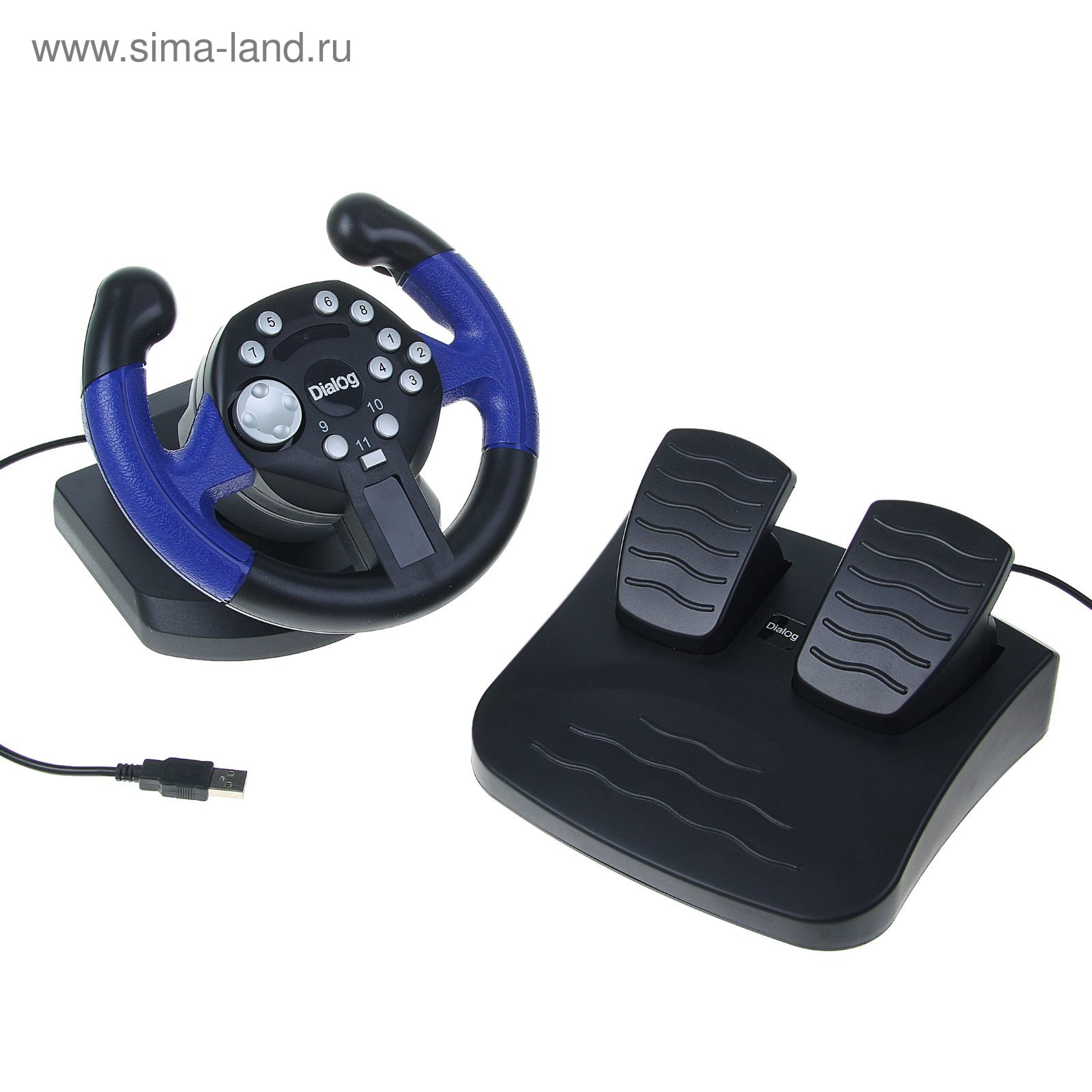 Руль Dialog GW-03VR, проводной, вибрация, для PC, 2 педали, USB ...