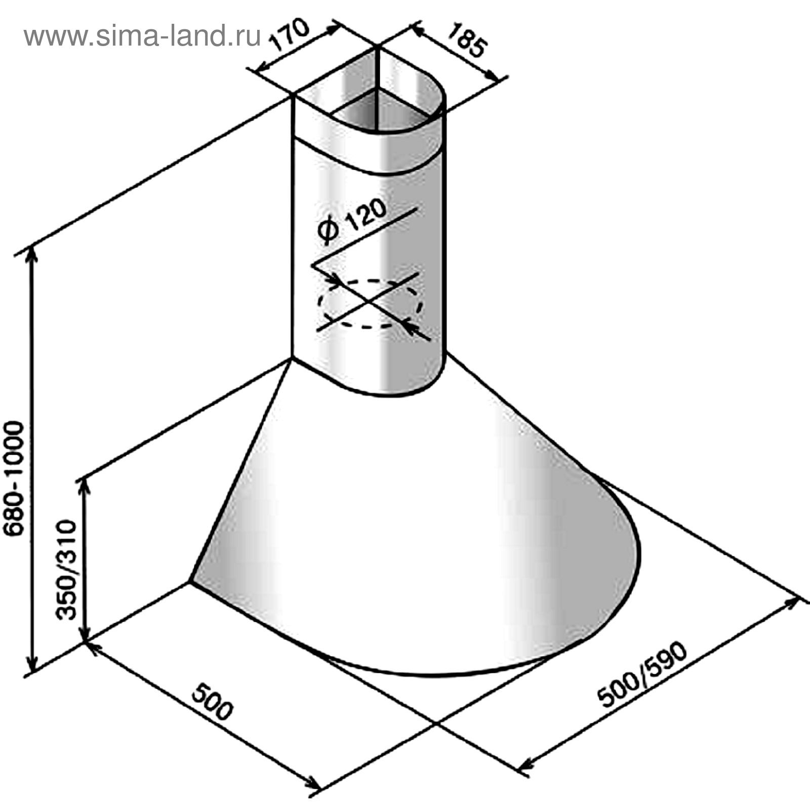 Вытяжка Elikor "Эпсилон" 50П-430-П3Л, каминная, 430 м3/ч, 3 скорости ...