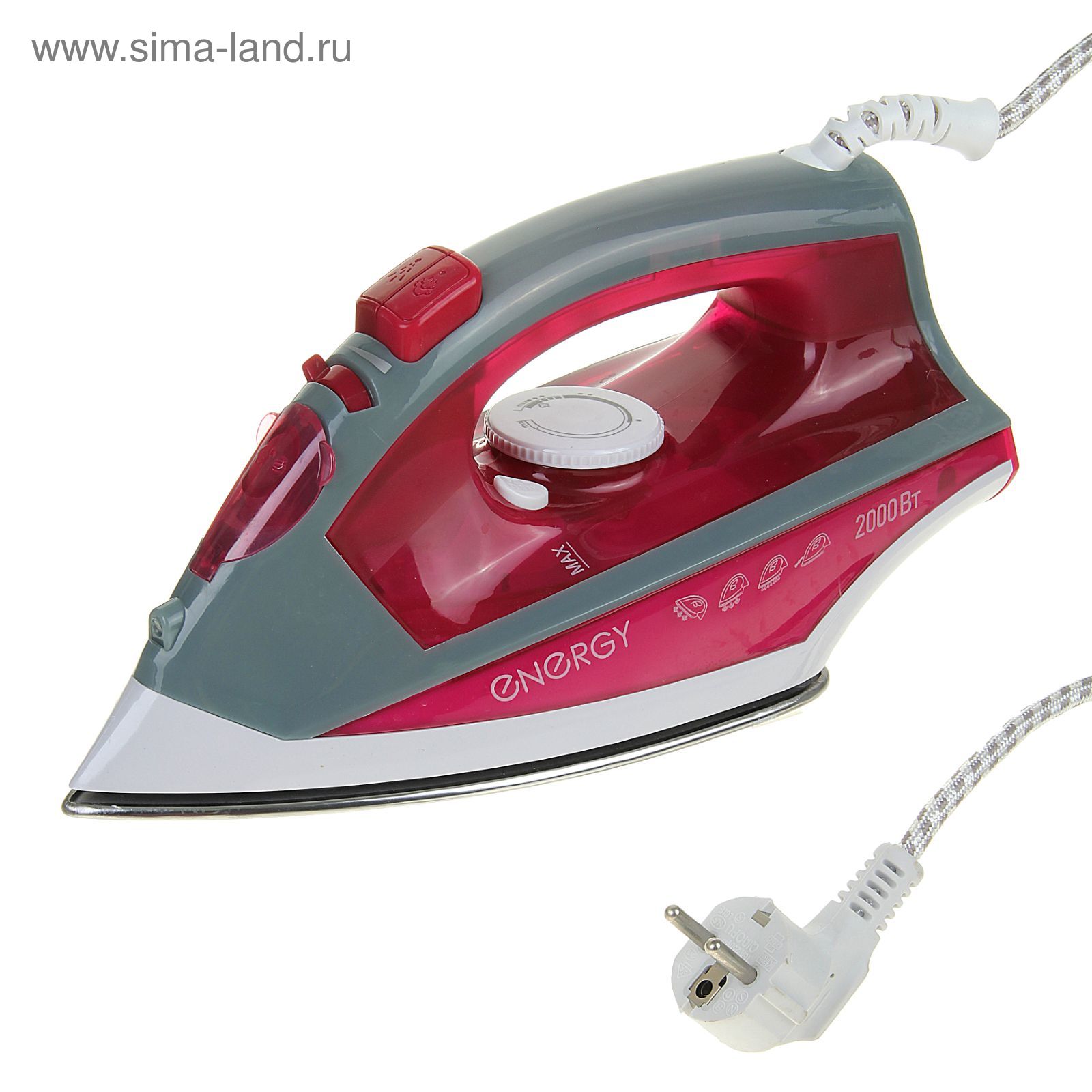 Утюг ENERGY EN-328, 2000 Вт, нержавеющая сталь, 350 мл, бордовый ...
