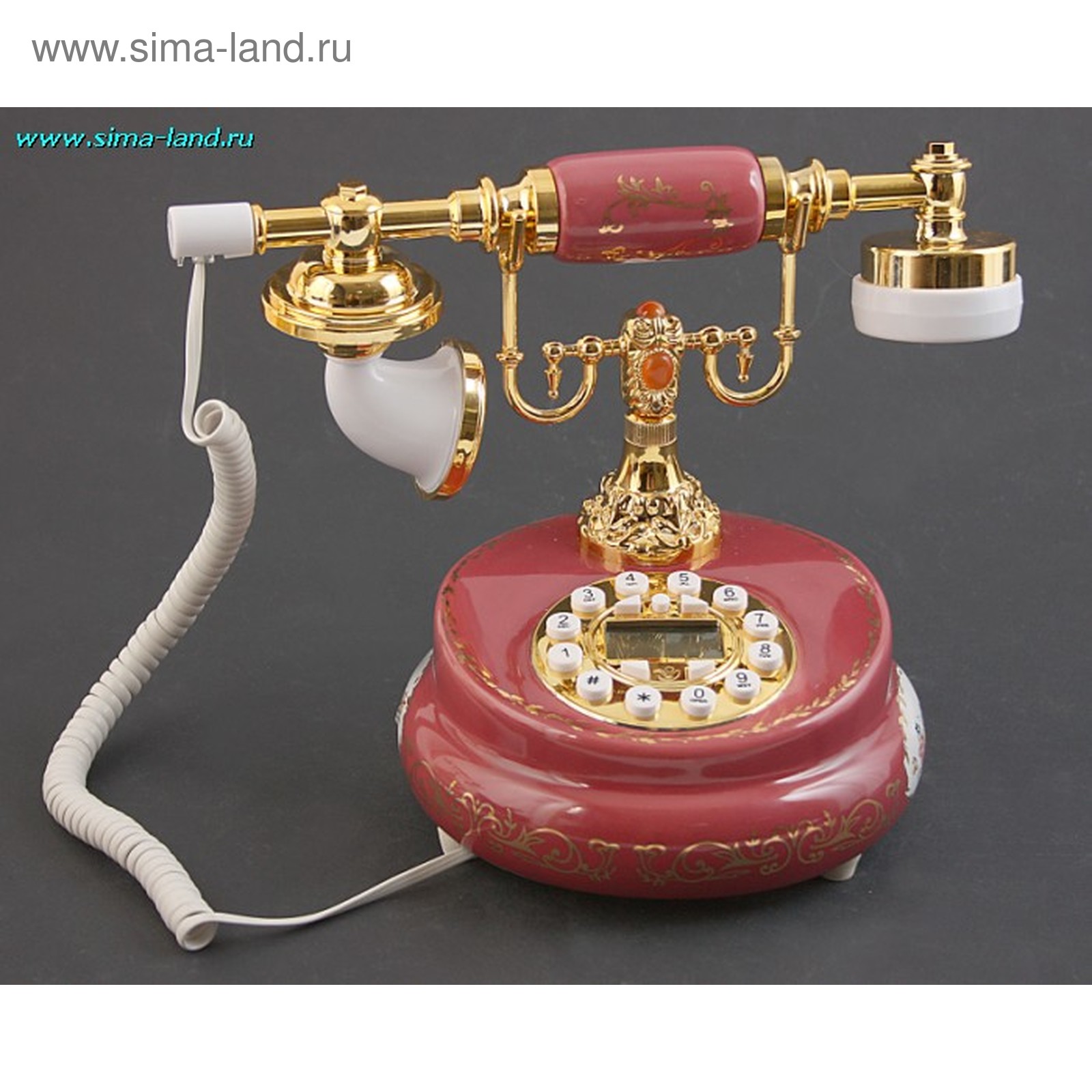 Ретро - телефон круглый, с цветами, красный (291671) - Купить по цене ...