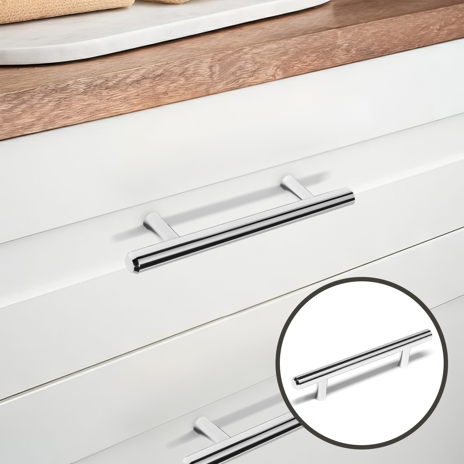 Ручка рейлинг ТУНДРА BISTRO, d=12 мм, м/о 128 мм, цвет хром (1866228 ...