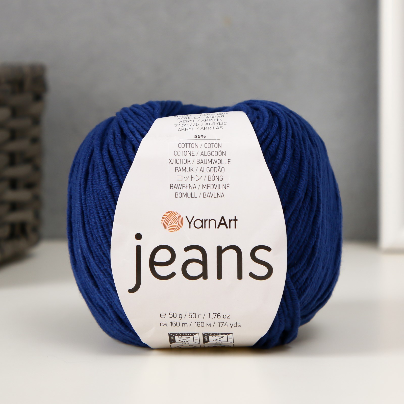 Пряжа "Jeans" 55% хлопок, 45% акрил 160м/50гр (54 темно-синий) (2795291 ...