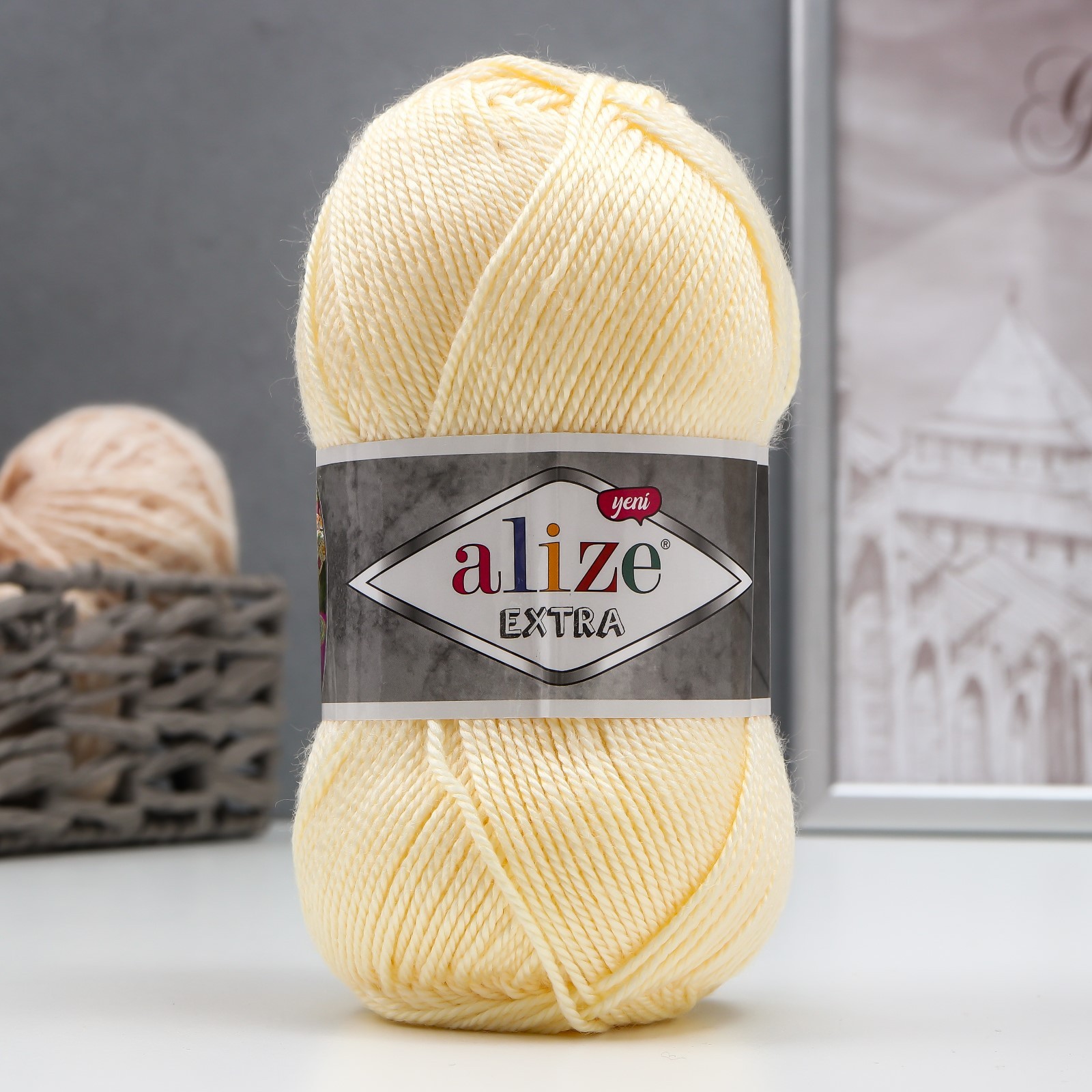Пряжа для вязания спицами, крючком ALIZE, Extra, 100% акрил, 220 м/100 г, (01 молочный) (2930727 ...