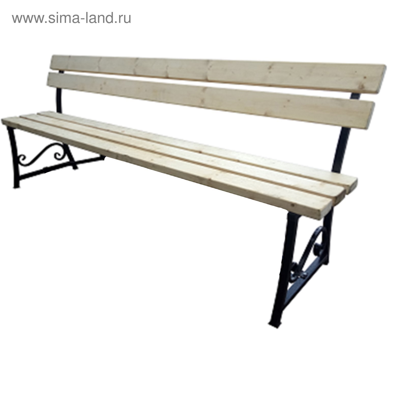 Скамейка дачная "Флора" деревянная, металлические ножки, 2х0.8х0.45 м ...