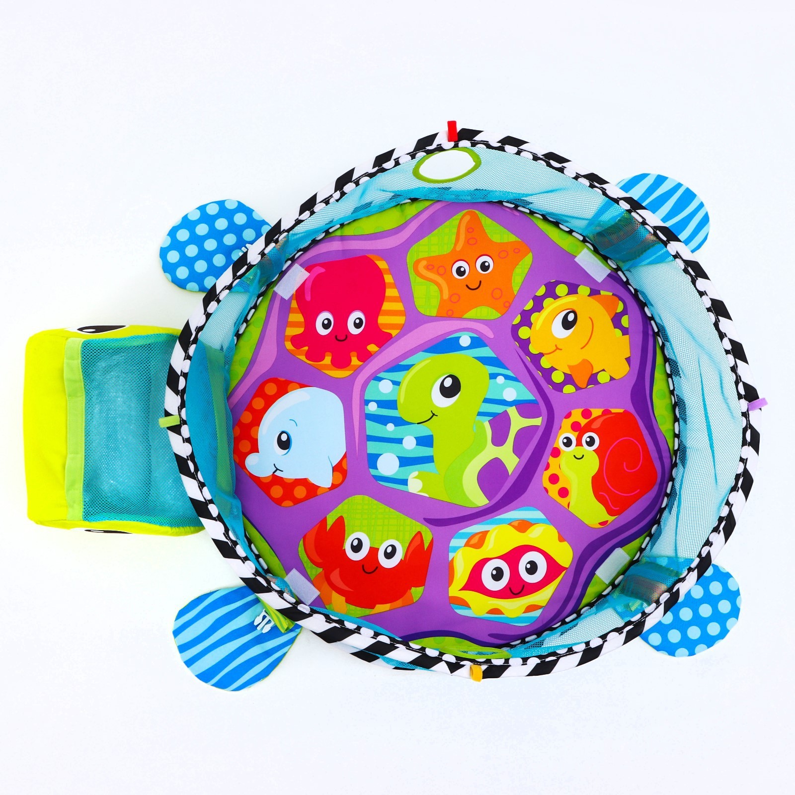 Развивающий коврик-манеж «Черепаха», 3 в 1, 68×68 см, 30 цветных шариков, 4 игрушки, Крошка Я ...