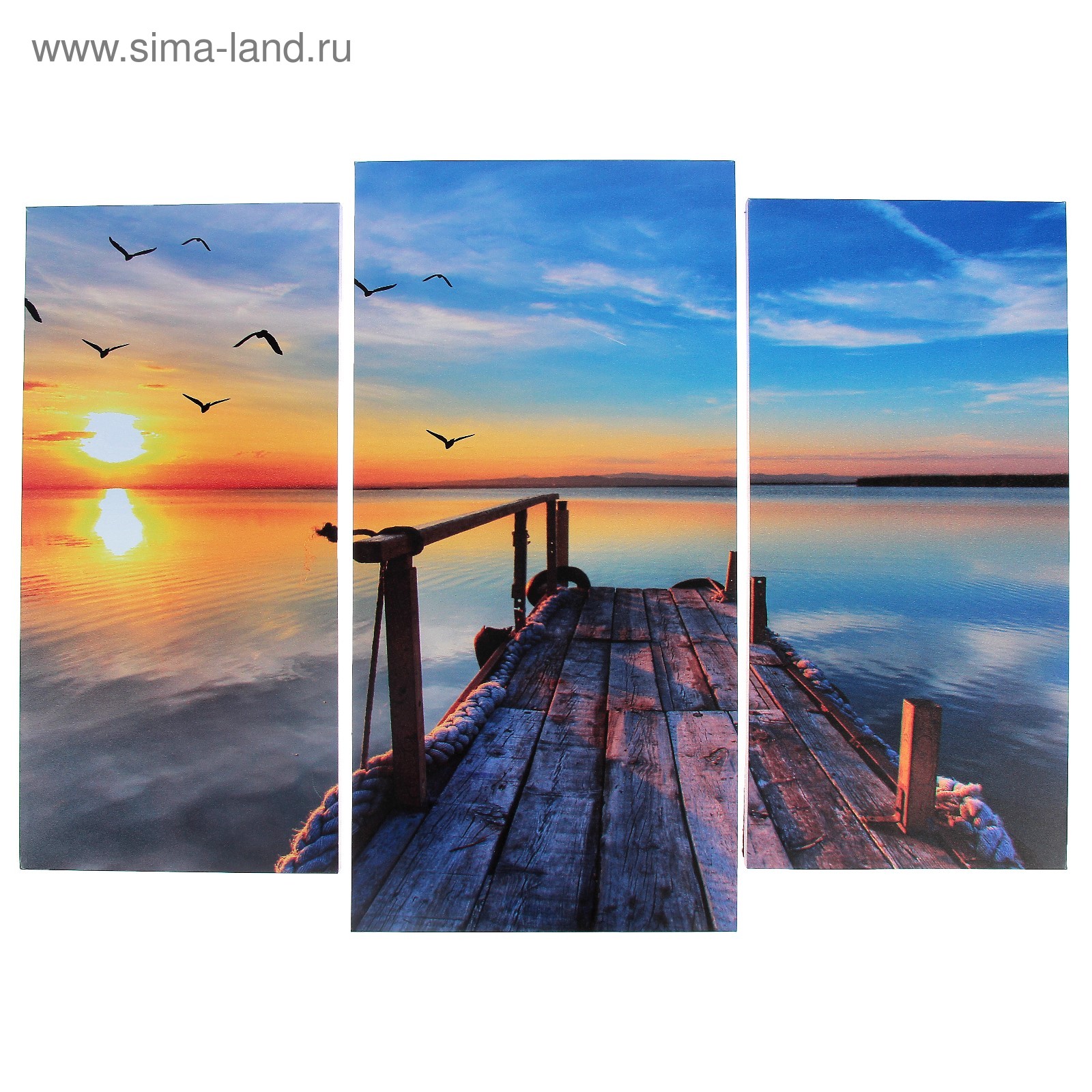 Модульная картина "Мостик на берегу" (2-25х52; 1-30х60) 60х80 см ...