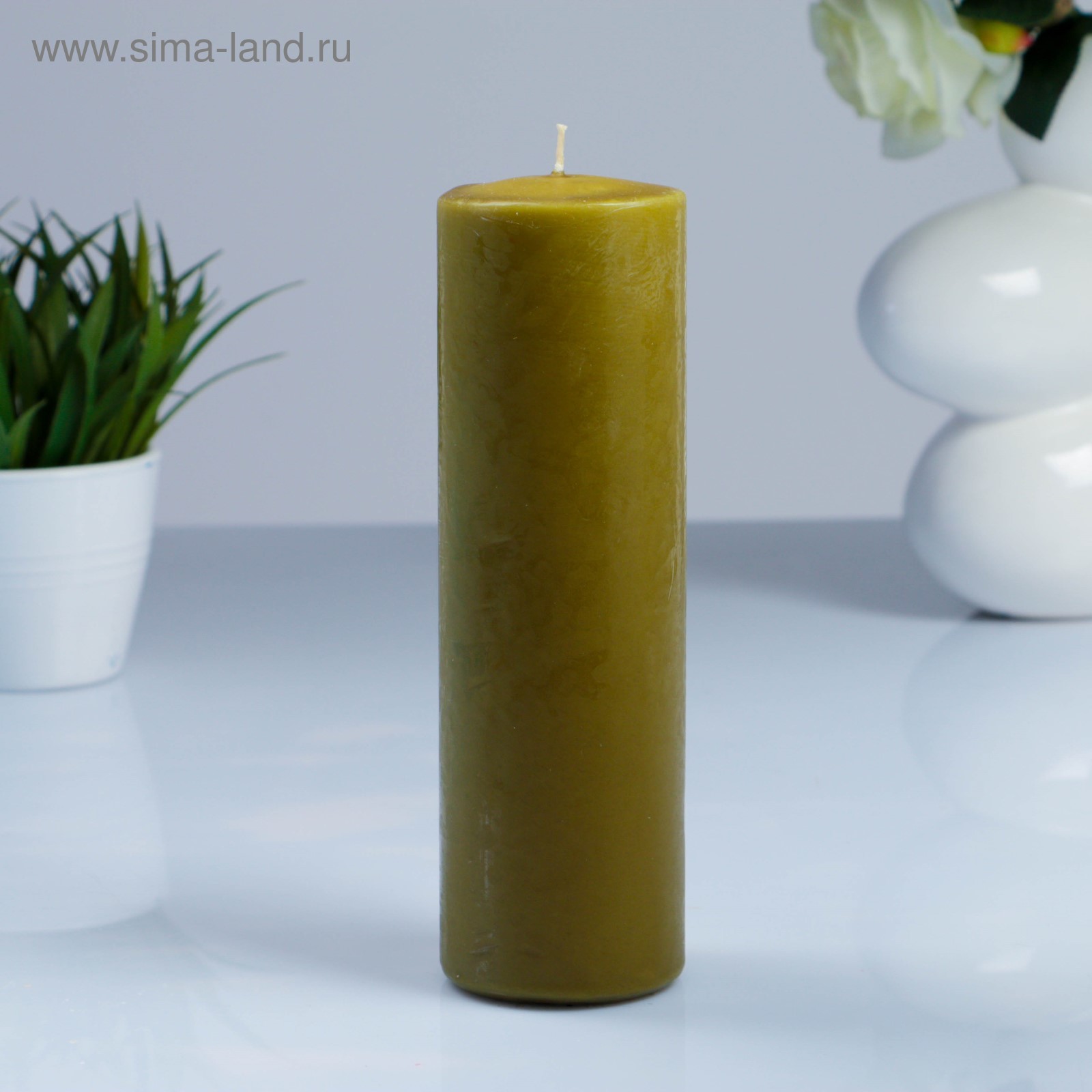 Свеча - цилиндр, парафиновая, оливковая, 6×20 см (4205601) - Купить по ...