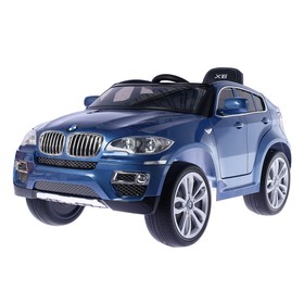 Электромобиль BMW X6, EVA колёса, кожаное сидение, цвет голубой глянец ...