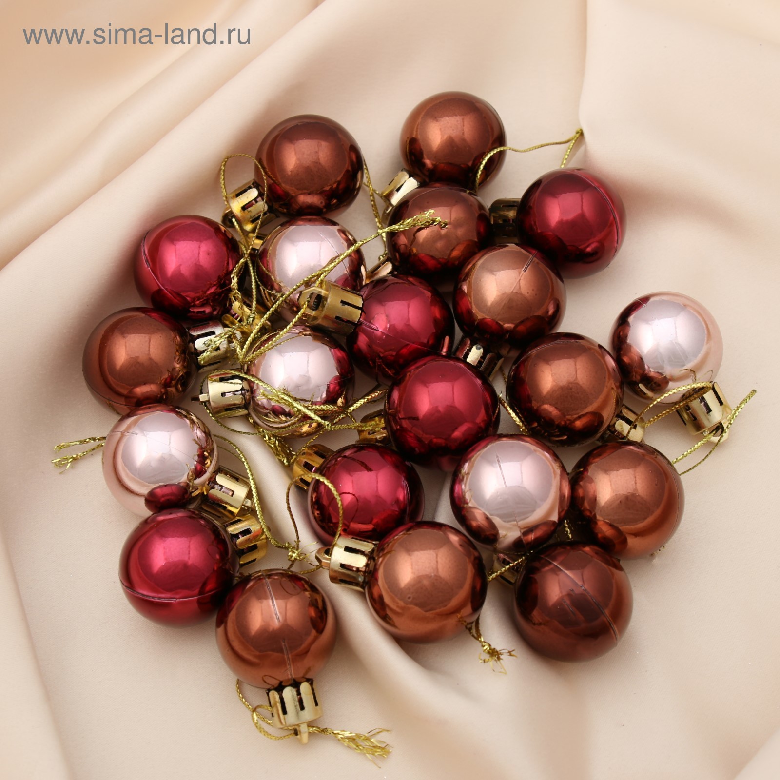 Ёлочные игрушки, шары новогодние , пластик, набор d-3 см, 21 шт ...