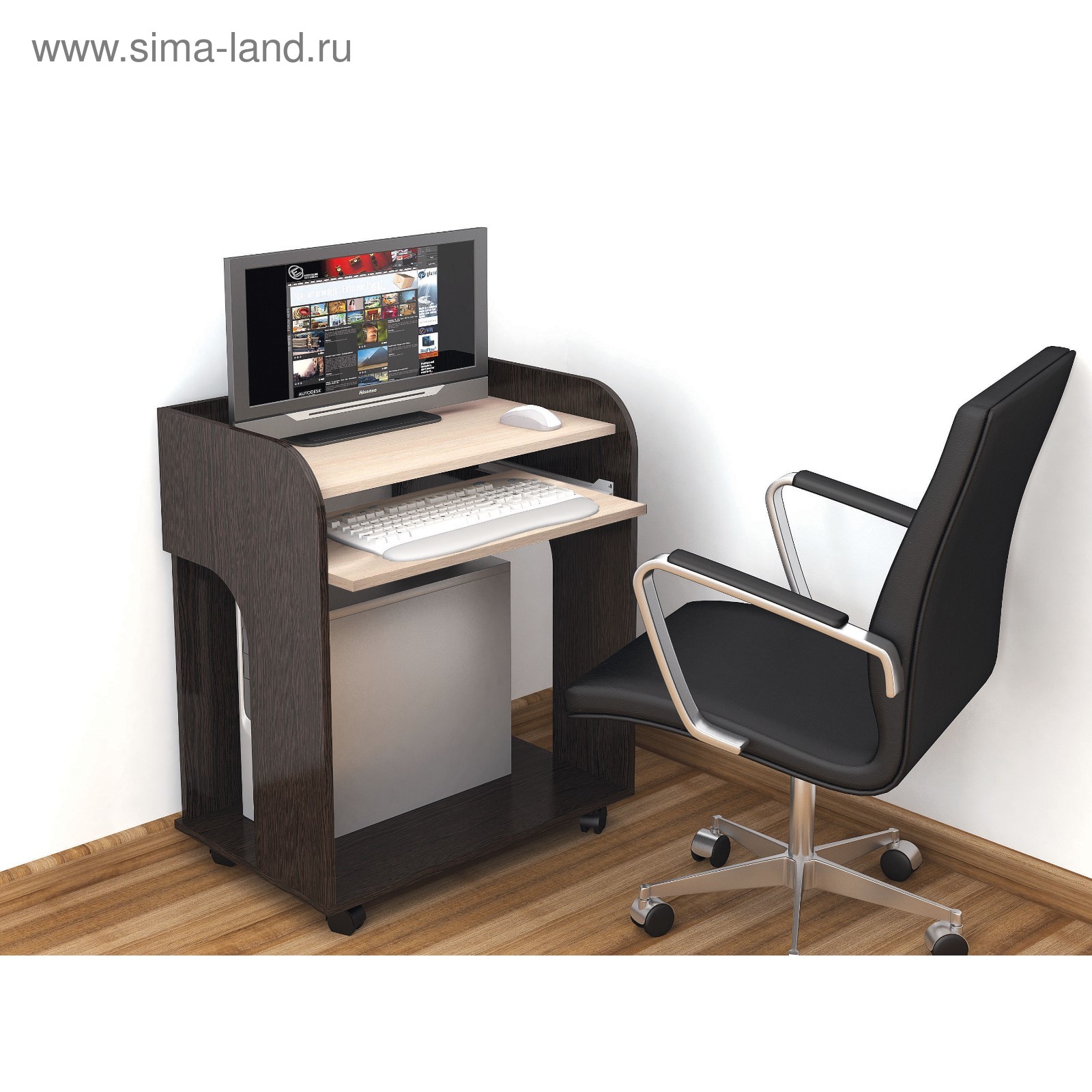 Компьютерный стол Грета-10, 700х450х820, Венге/Дуб молочный (4594393 ...