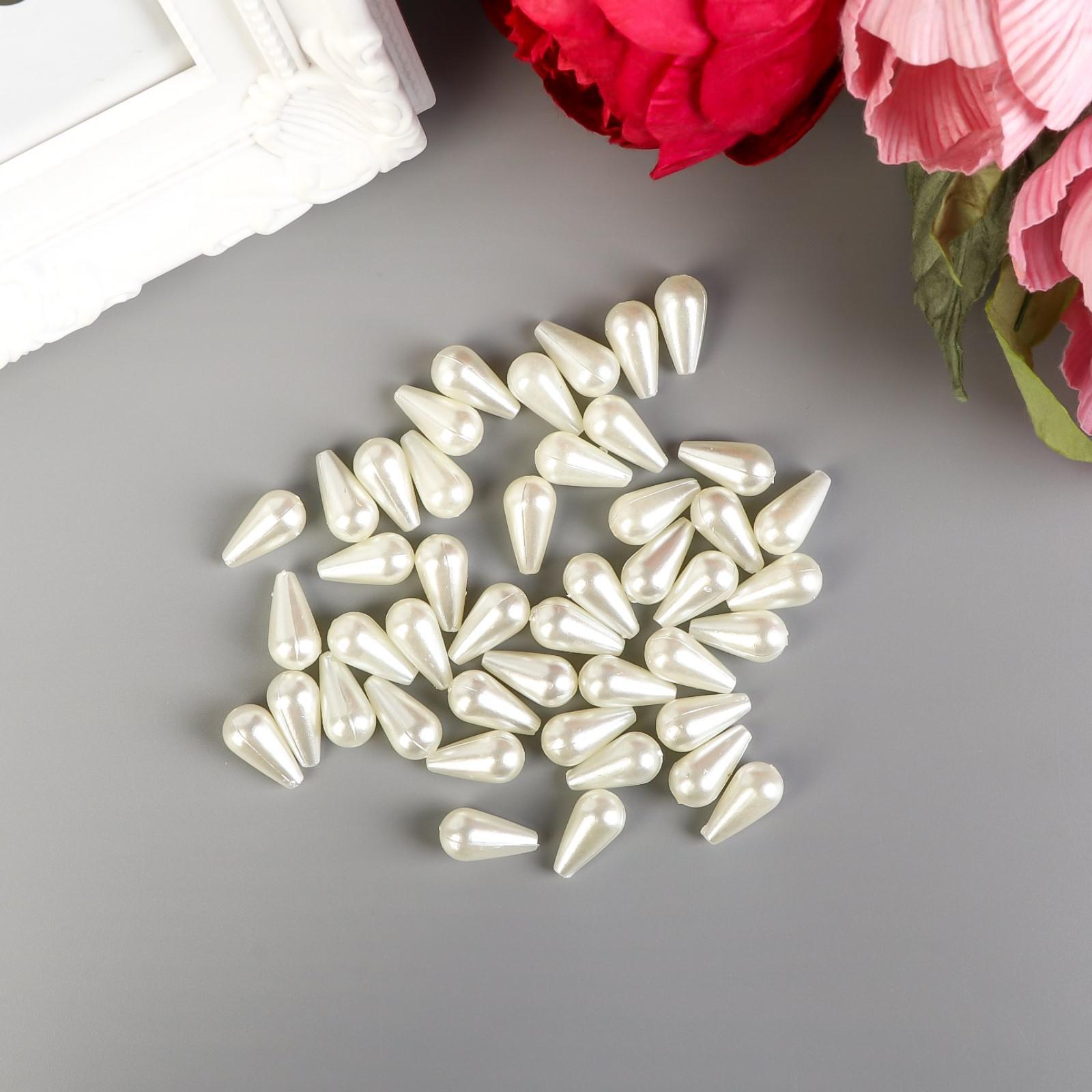 Бусины для творчества пластик "Вытянутый жемчуг" набор 20 гр 1,8х0,9 см ...