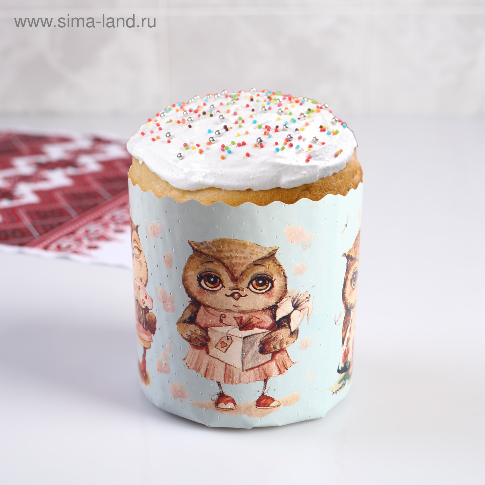 Форма бумажная для кекса, маффинов и кулича «Совушки», 90×90 мм ...