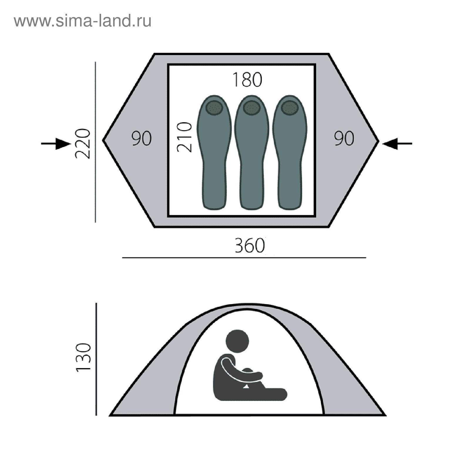 Палатка BTrace Solid 3, двухслойная, 3-местная, цвет зелёный (5044252) - Купить по цене от 18 ...