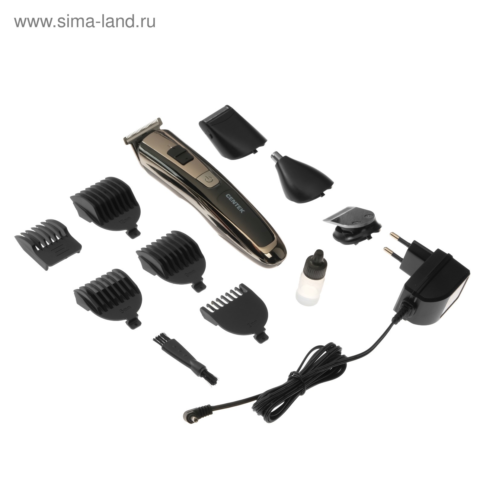 Машинка для стрижки Centek CT-2133, 3 Вт, 8 насадок, триммер, чёрная ...