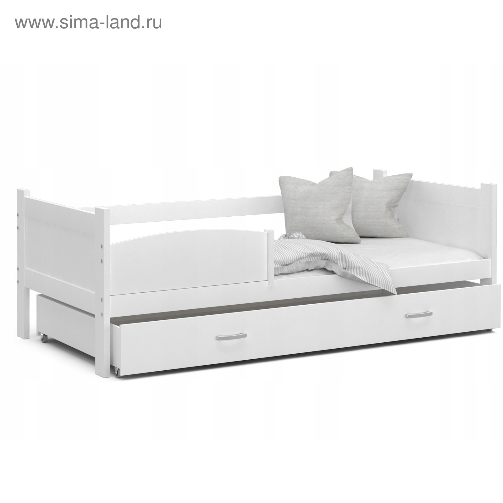 Кровать детская Ива 1600х800, 1640х860х700, Белая, МДФ/Дерево (5081160 ...