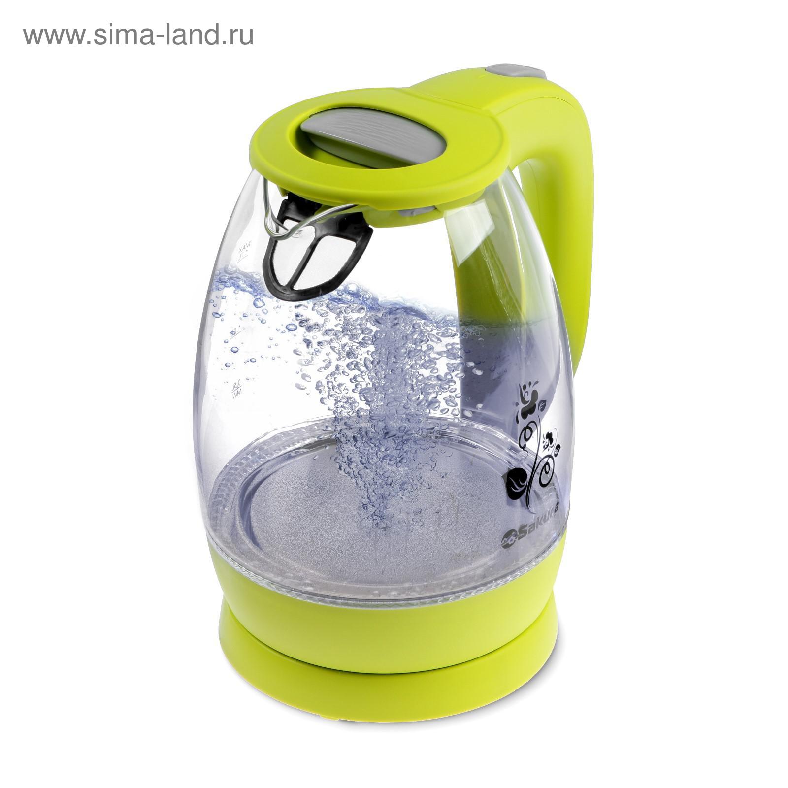 Чайник электрический Sakura SA-2715GR, стекло, 1.7 л, 2200 Вт, зеленый ...