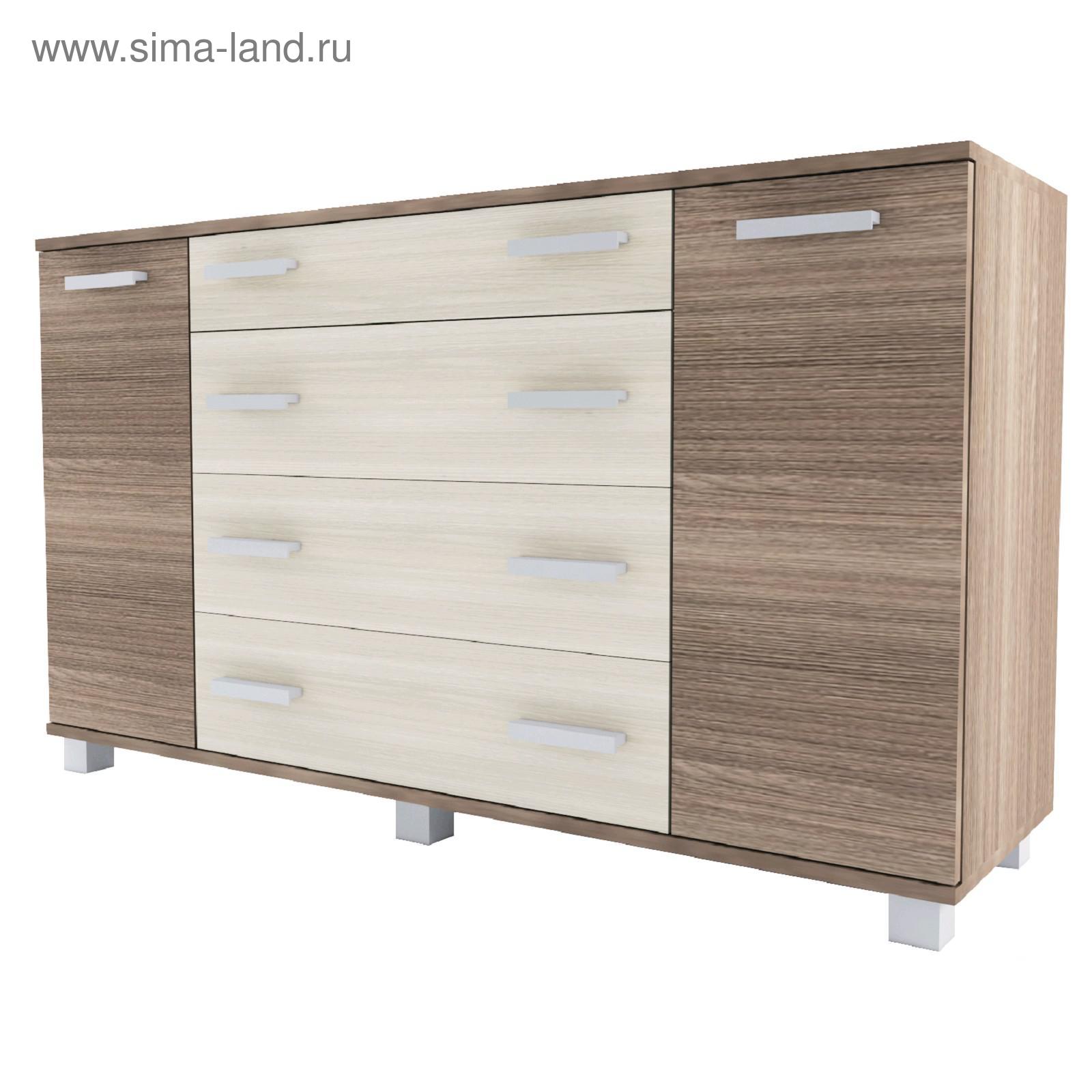 Комод № 4, 1300 × 380 × 752 мм, ЛДСП, цвет шимо тёмный / шимо светлый ...