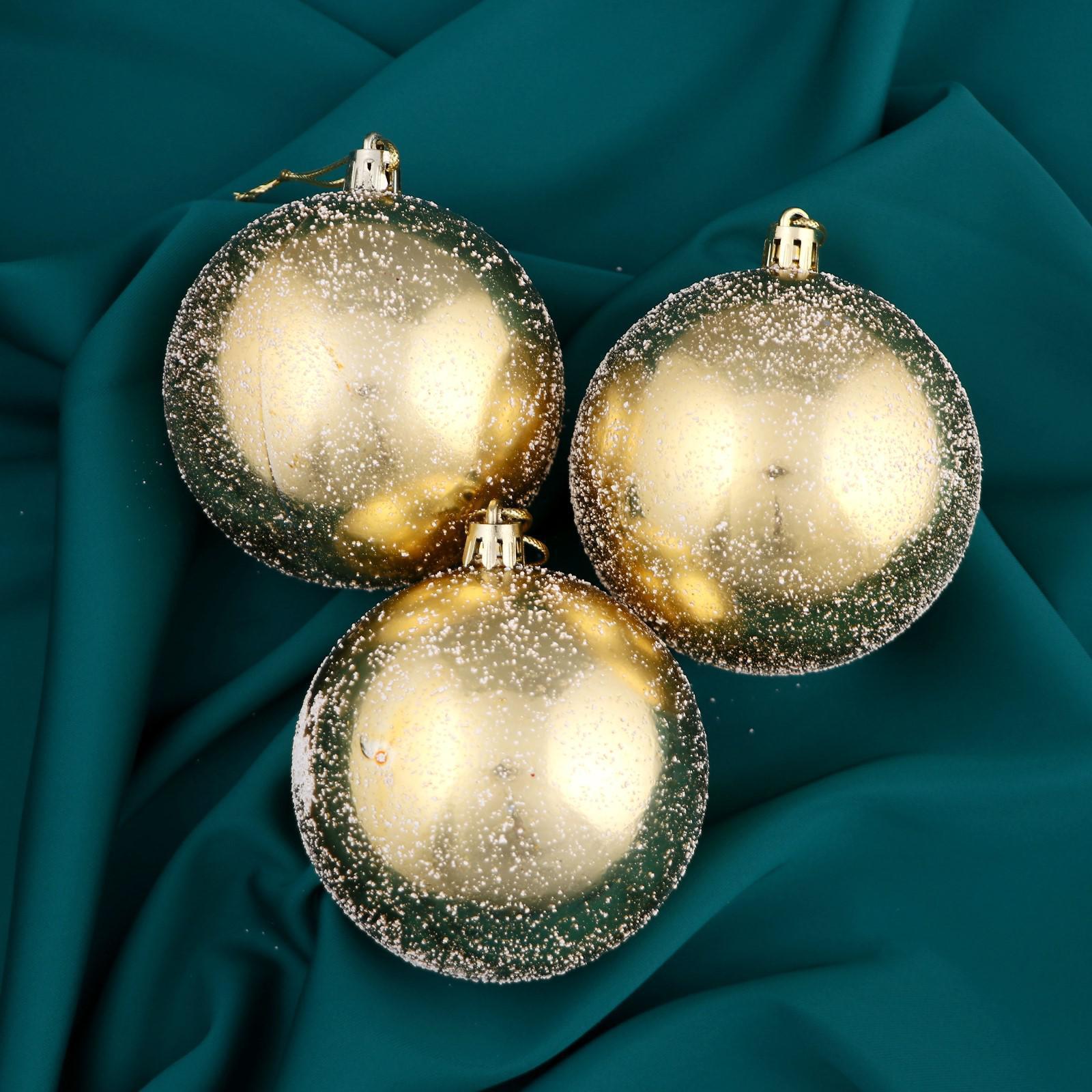 Ёлочные игрушки «Глянцевый снежок», шары новогодние, d=8 см, набор 3 шт ...