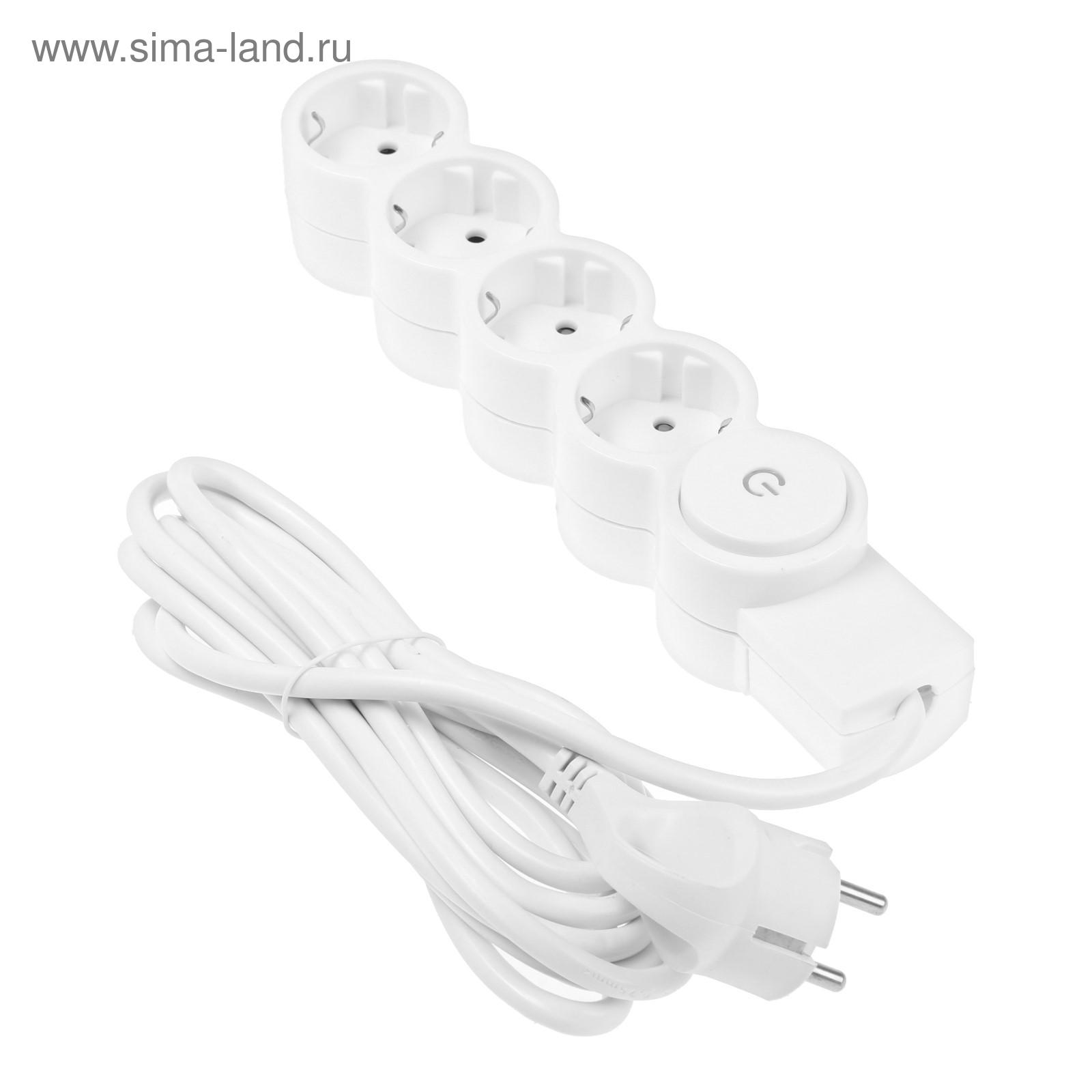 Удлинитель Duwi, 4 розетки, 3 м, 10 А, 2200 Вт, ПВС 3х0.75 мм2, с з/к ...