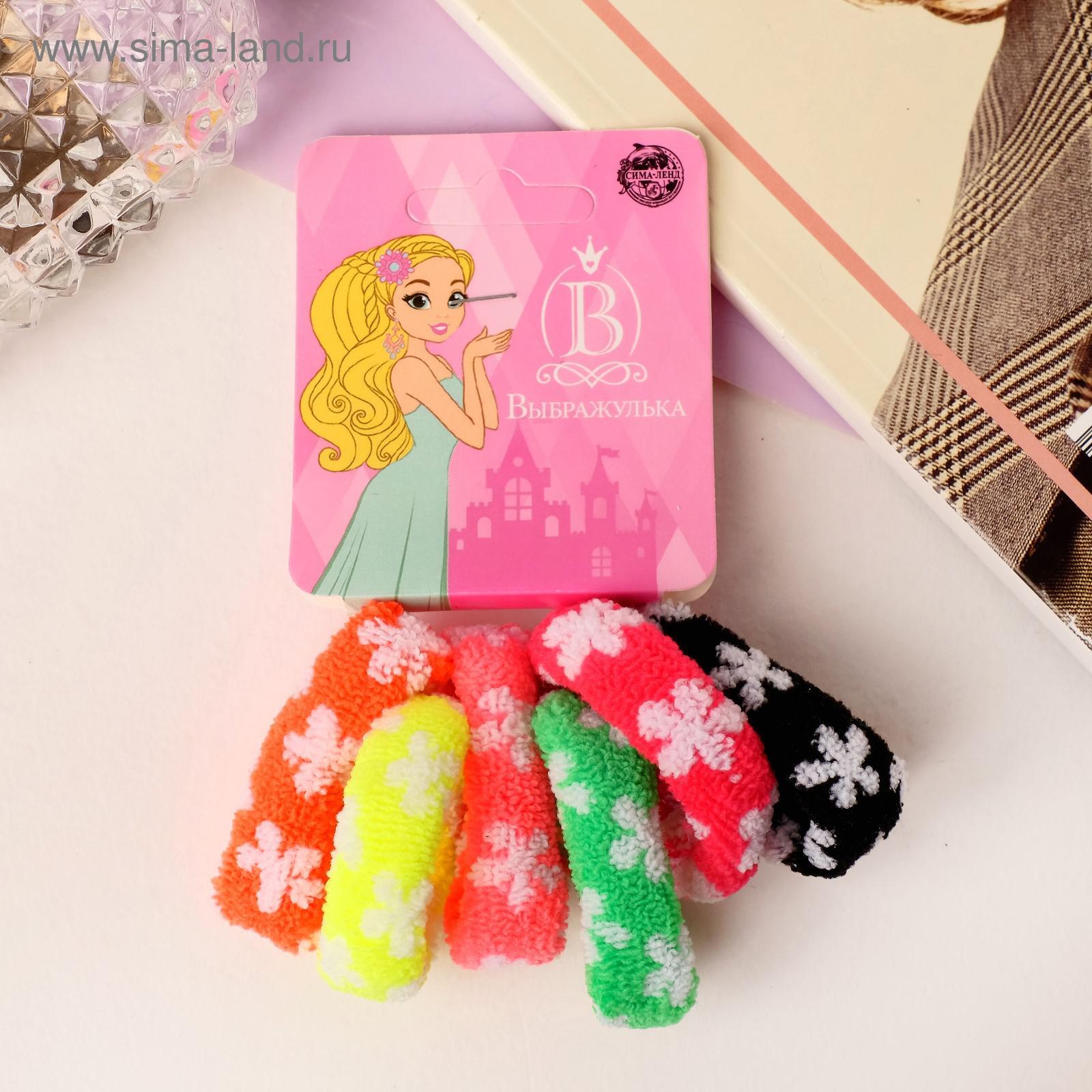 Резинка для волос "Махрушка" (набор 6 шт) цветики, 3 см, микс (5256263 ...