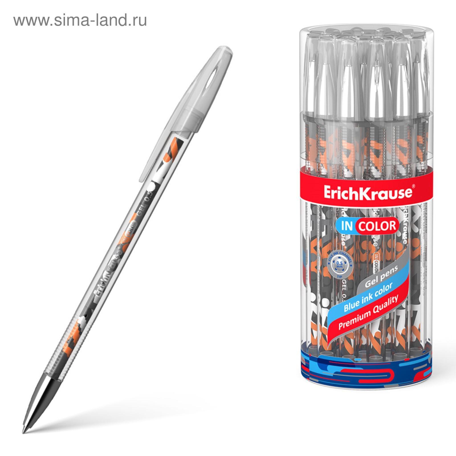 Ручка гелевая ErichKrause Walkers, чернила синие, узел 0.5 мм, с ...
