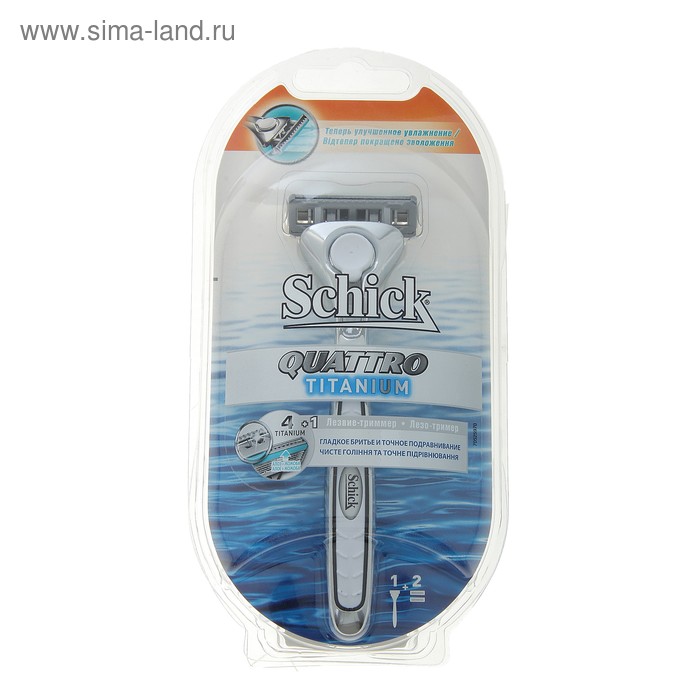 Бритвенный станок Schick Quattro Titanium + 2 сменные кассеты, 4 лезвия ...