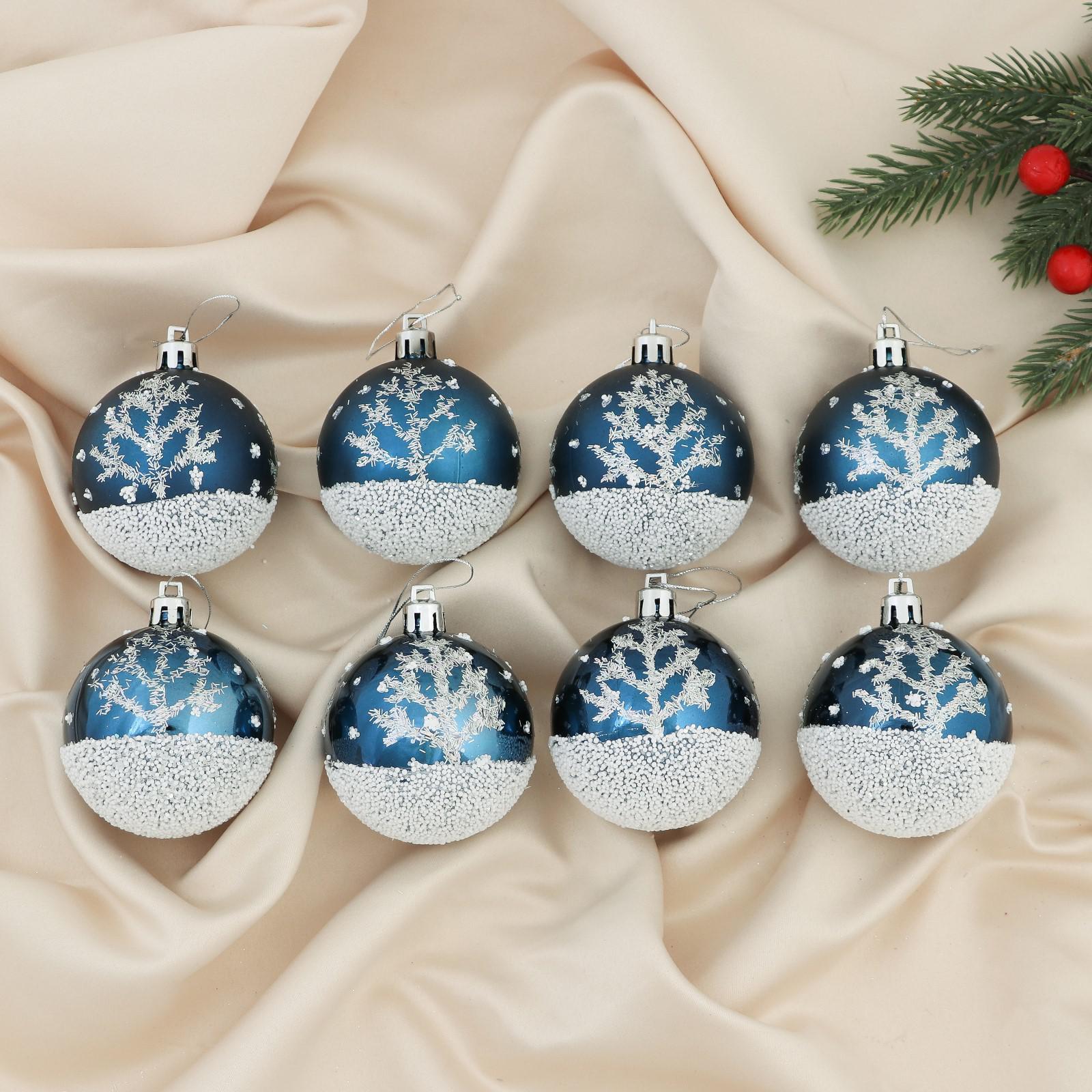 Ёлочные игрушки, шары новогодние , пластик, набор d-6 см, 8 шт ...