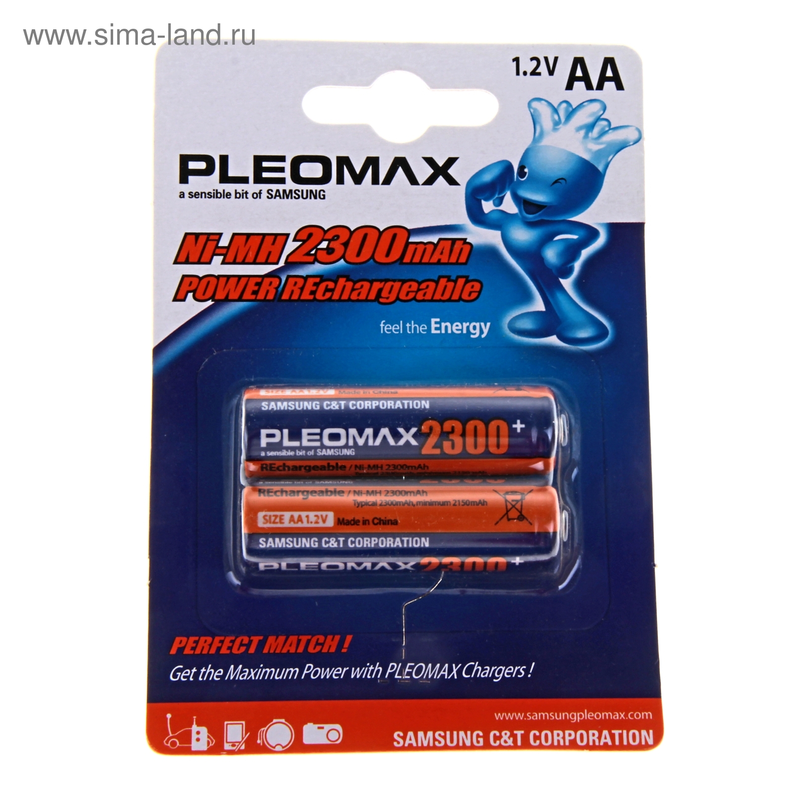 Аккумулятор Pleomax, Ni-Mh, AA, HR6-2BL, 1.2В, 2300 мАч, блистер, 2 шт ...