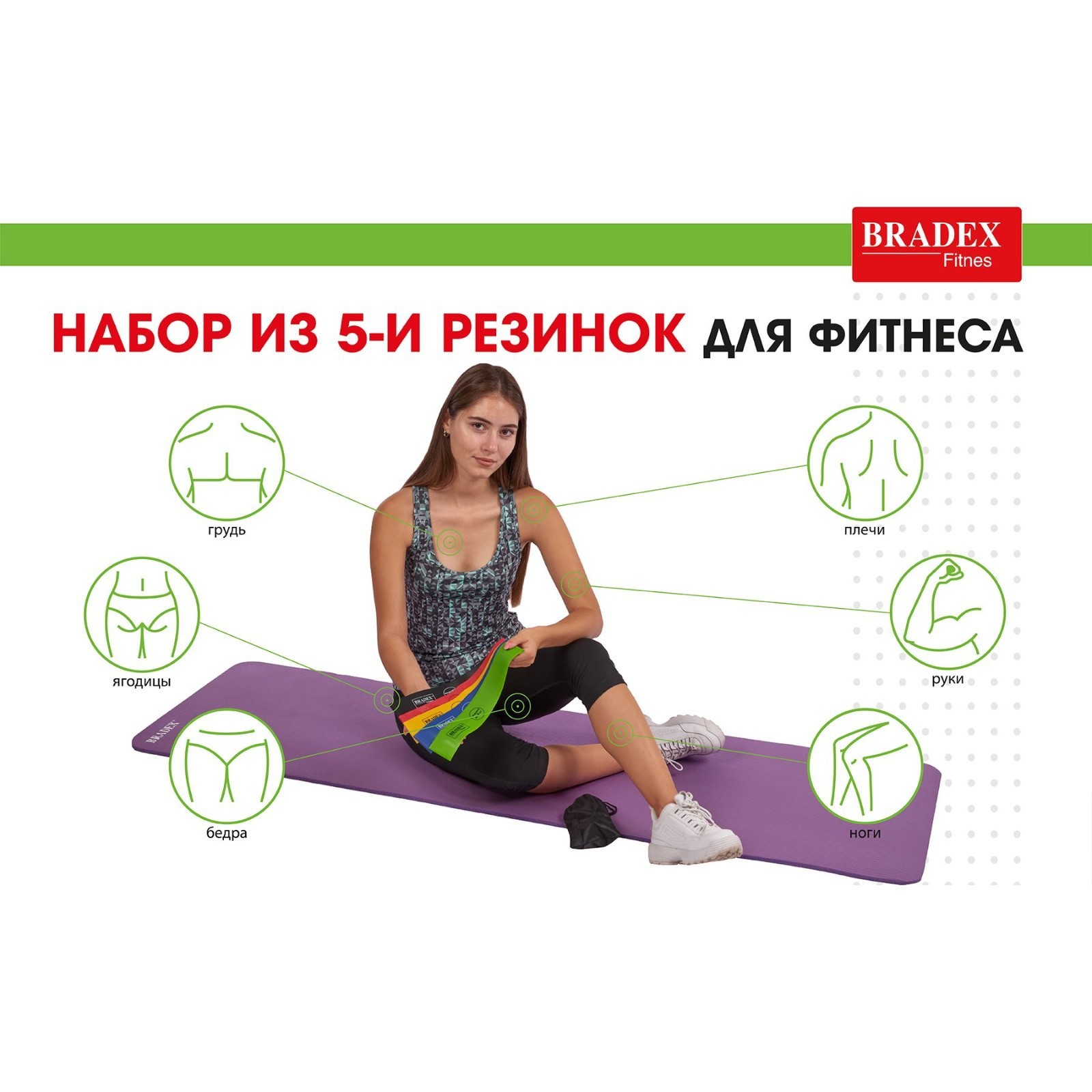 Набор из 5-ти резинок для фитнеса Bradex SF 0673, нагрузка до 4 (SF 0673) - Купить по цене от ...