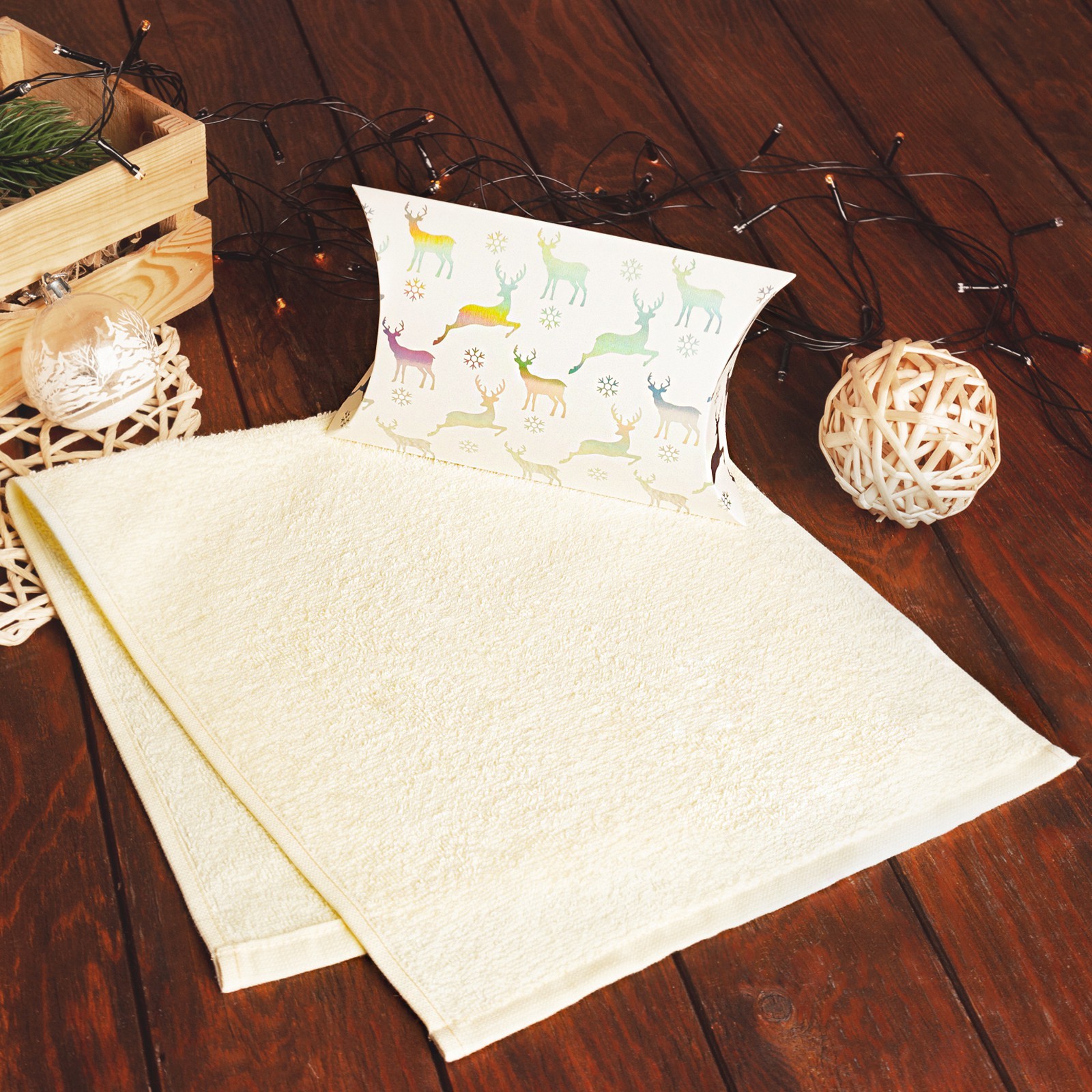 Полотенце подарочное в коробке Экономь и Я, Вид 2, 30х60 см, цвет ...