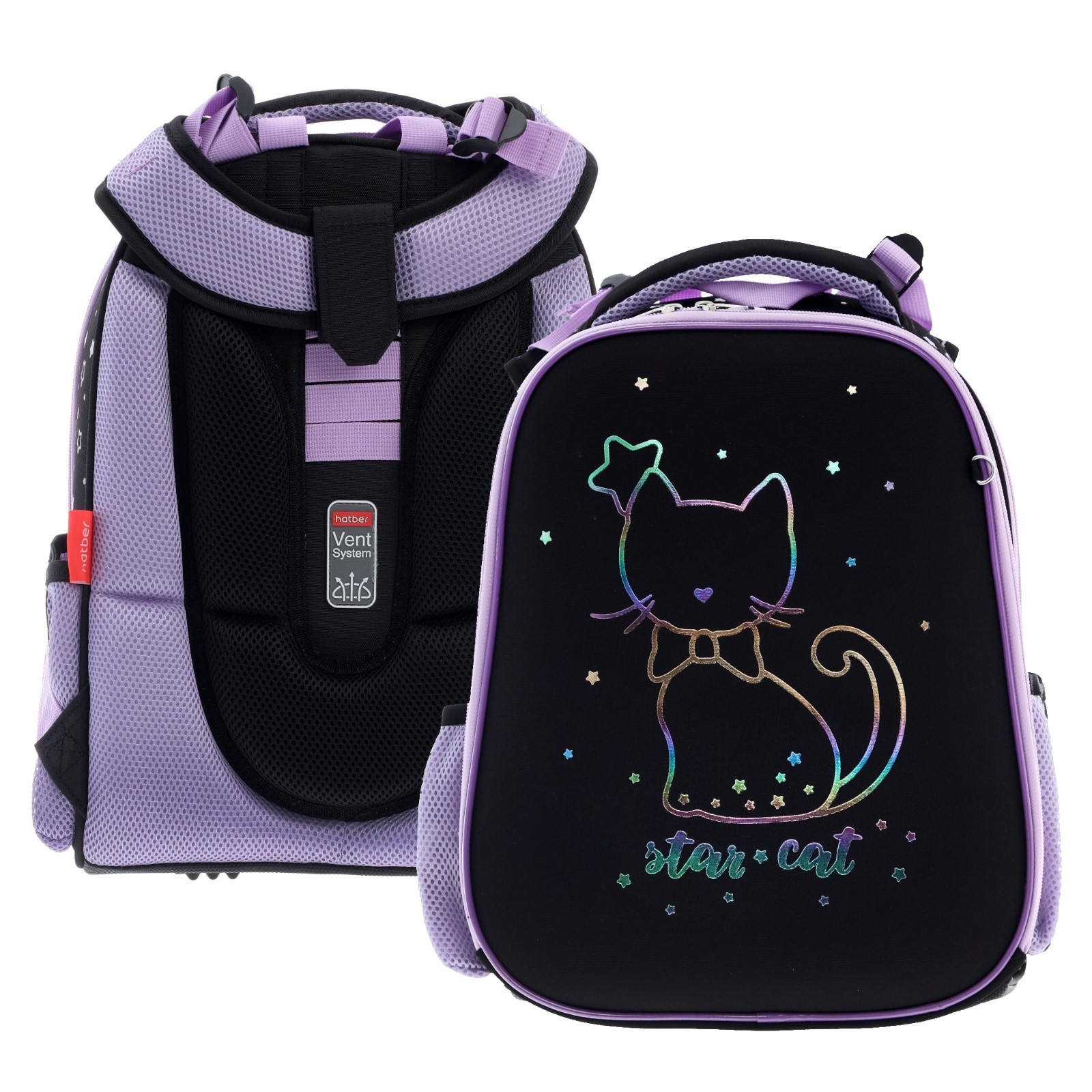 Рюкзак каркасный 37 х 29 х 17 см, Hatber Ergonomic Classic "Звездный котик" NRk_71025 (NRk_71025 ...