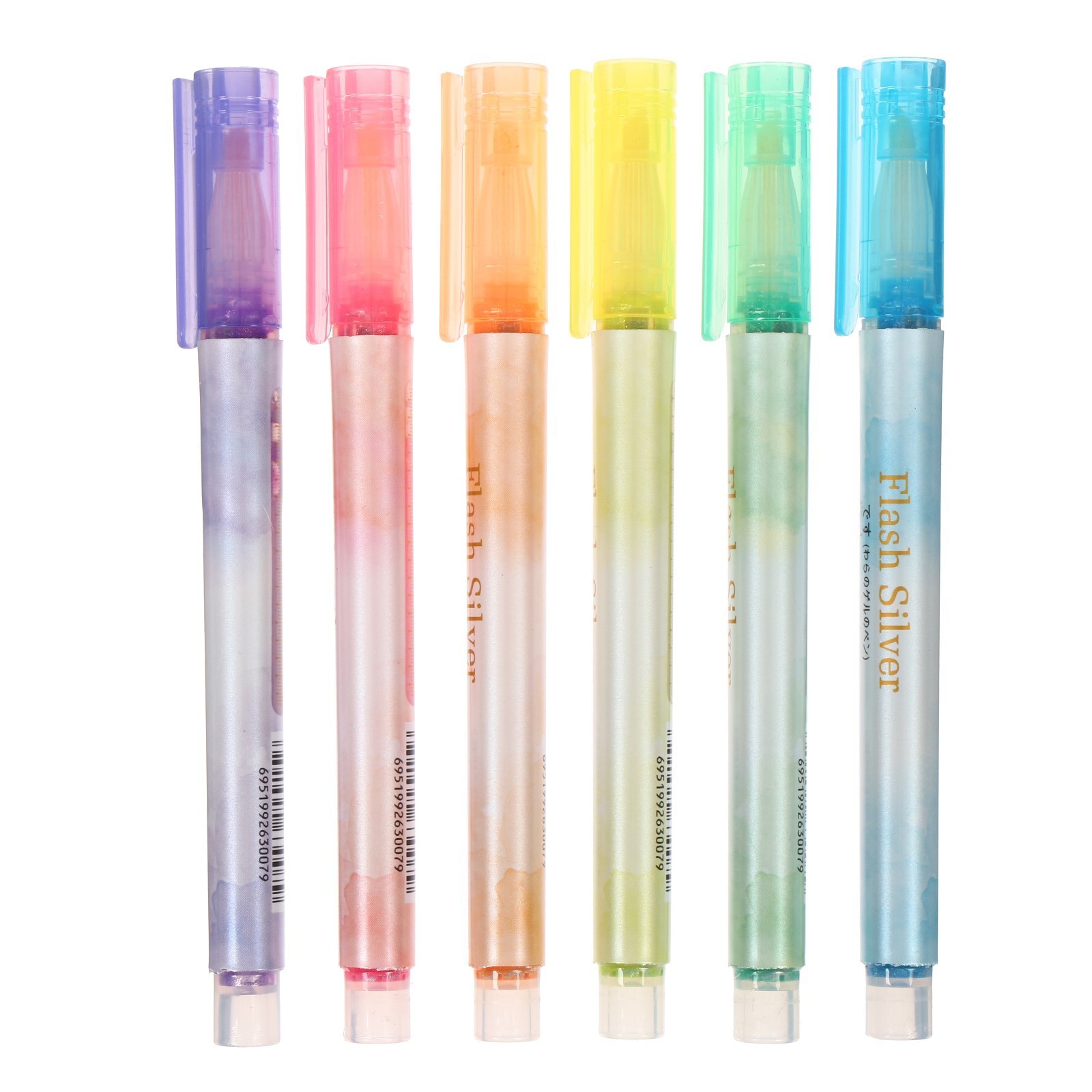 Набор маркеров текстовыделителей 6 цветов, с блестками (7619185 ...