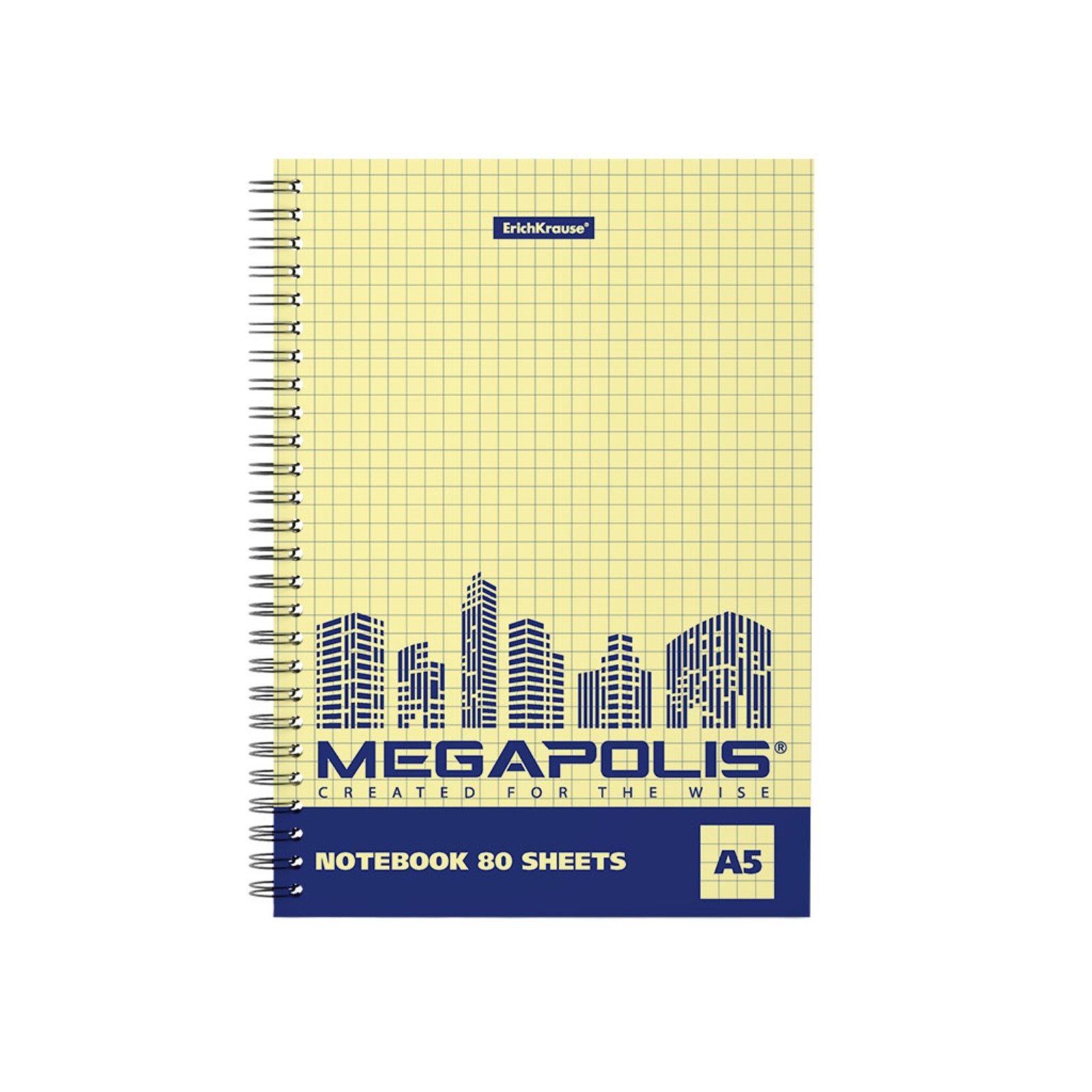 Тетрадь на спирали, 80 листов в клетку, ErichKrause Megapolis Yellow ...