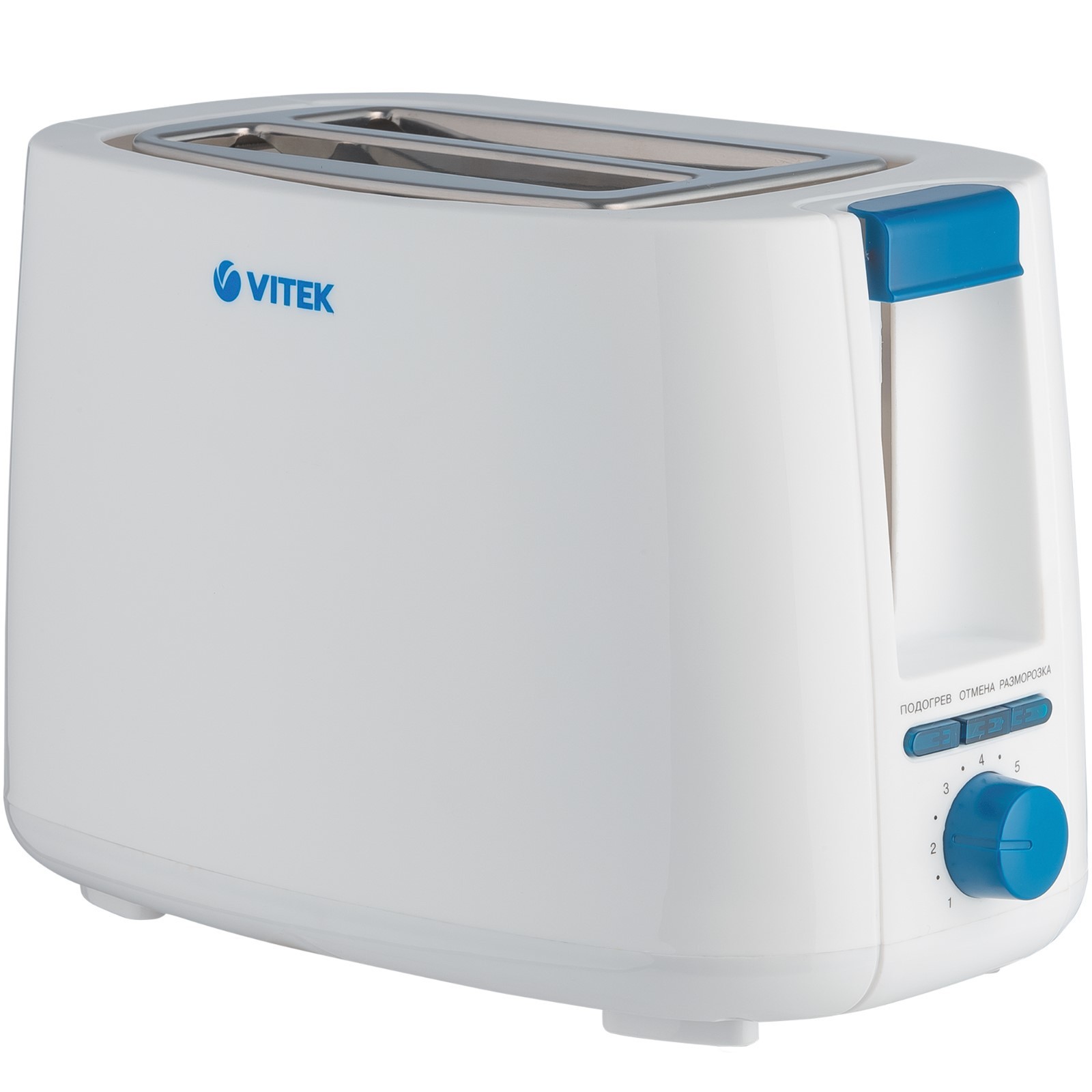Тостер Vitek VT-1577, 750 Вт, 7 режимов, 2 тоста, бело-синий (9072185) - Купить по цене от 2 722 ...