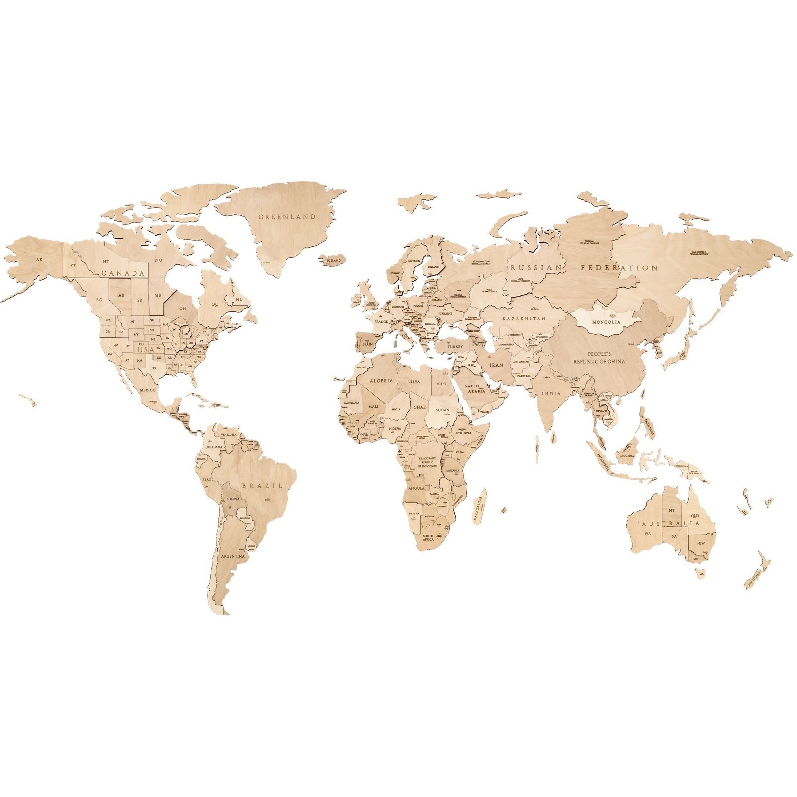 Карта мира деревянная Eco Wood Art Wooden World Map Untouched World ...