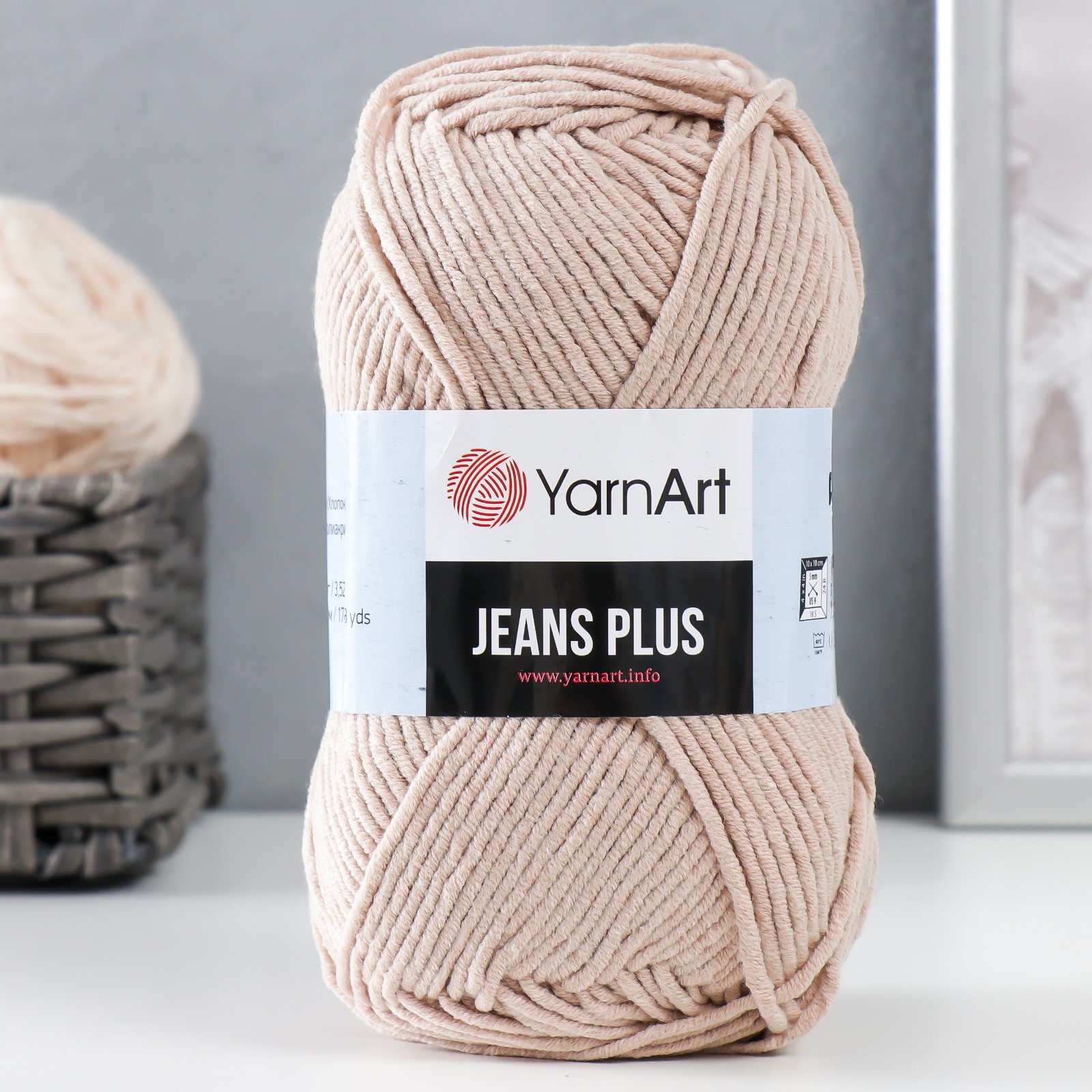 Пряжа "Jeans plus" 55% хлопок, 45% акрил 160м/100гр (87 св.беж ...