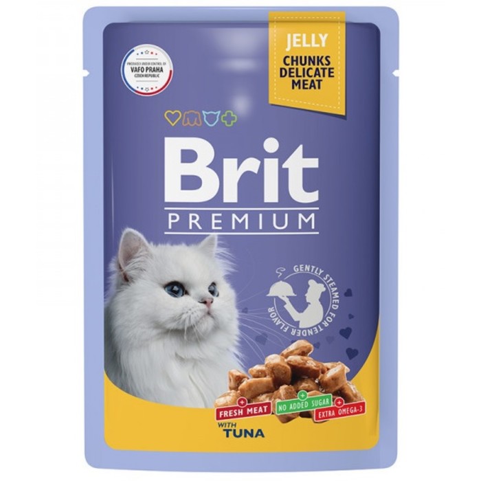 Влажный корм Brit Premium для кошек, тунец в желе, пауч, 85 г (9383808 ...