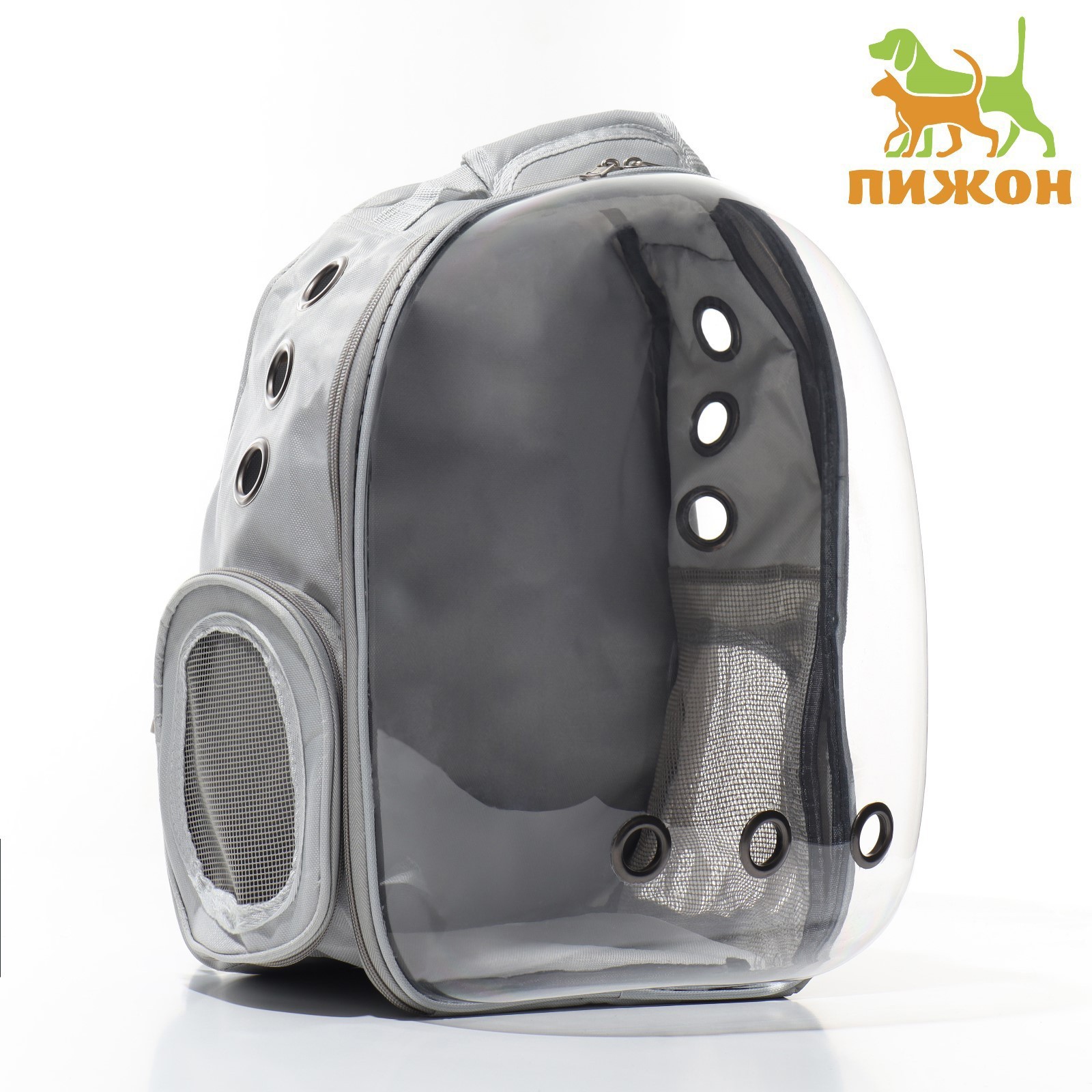 Рюкзак для переноски животных, прозрачный, 33 х 25 х 41 см, серый ...