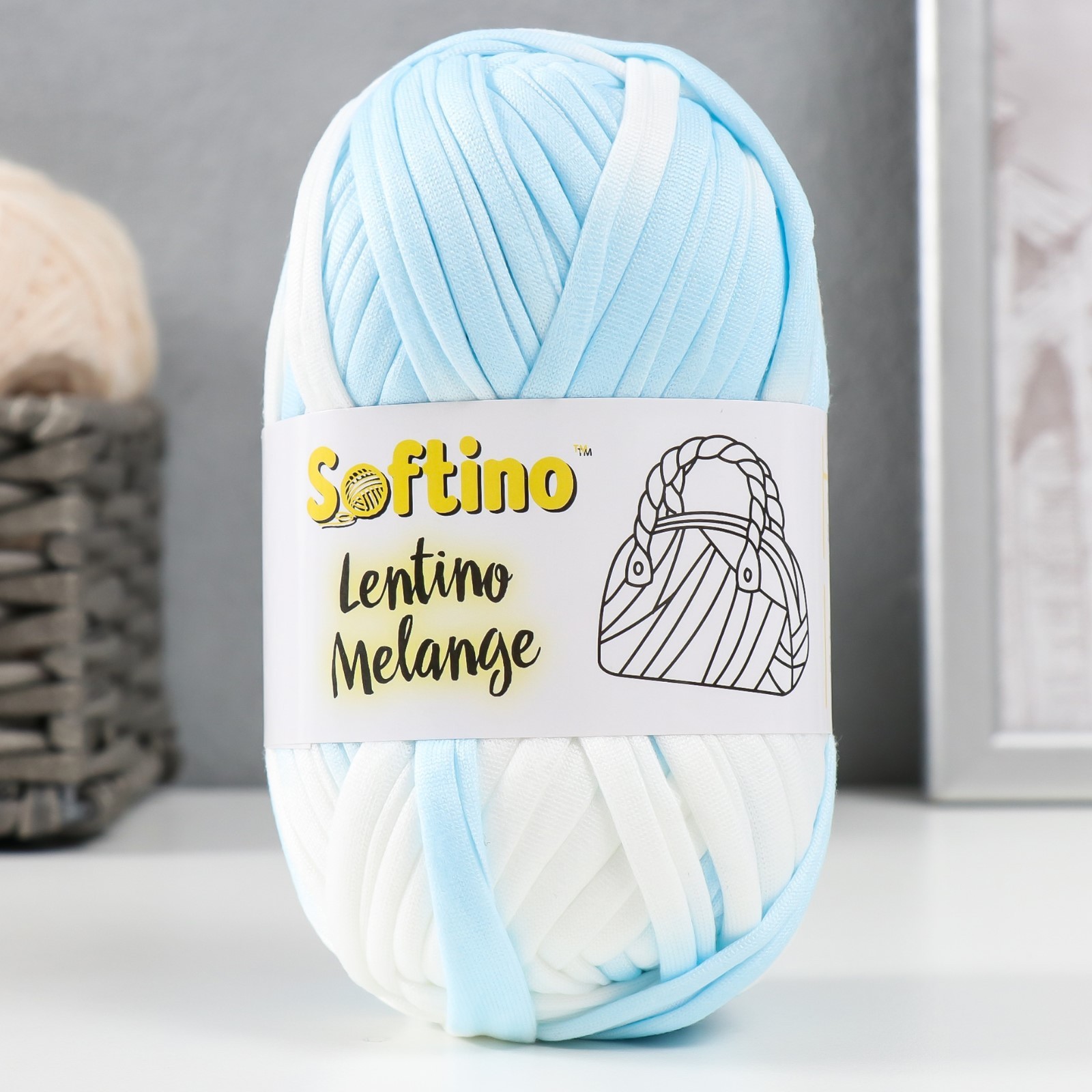 Пряжа трикотажная 95% хлопок, 5% эластан "Lentino Melange" 100 гр 30 м ...