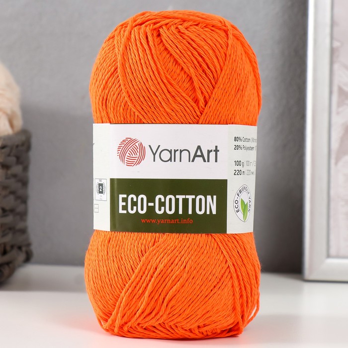 Пряжа "Eco-Cotton" 80% хлопок 20% полиэстер 220м/100гр (800 оранжевый ...