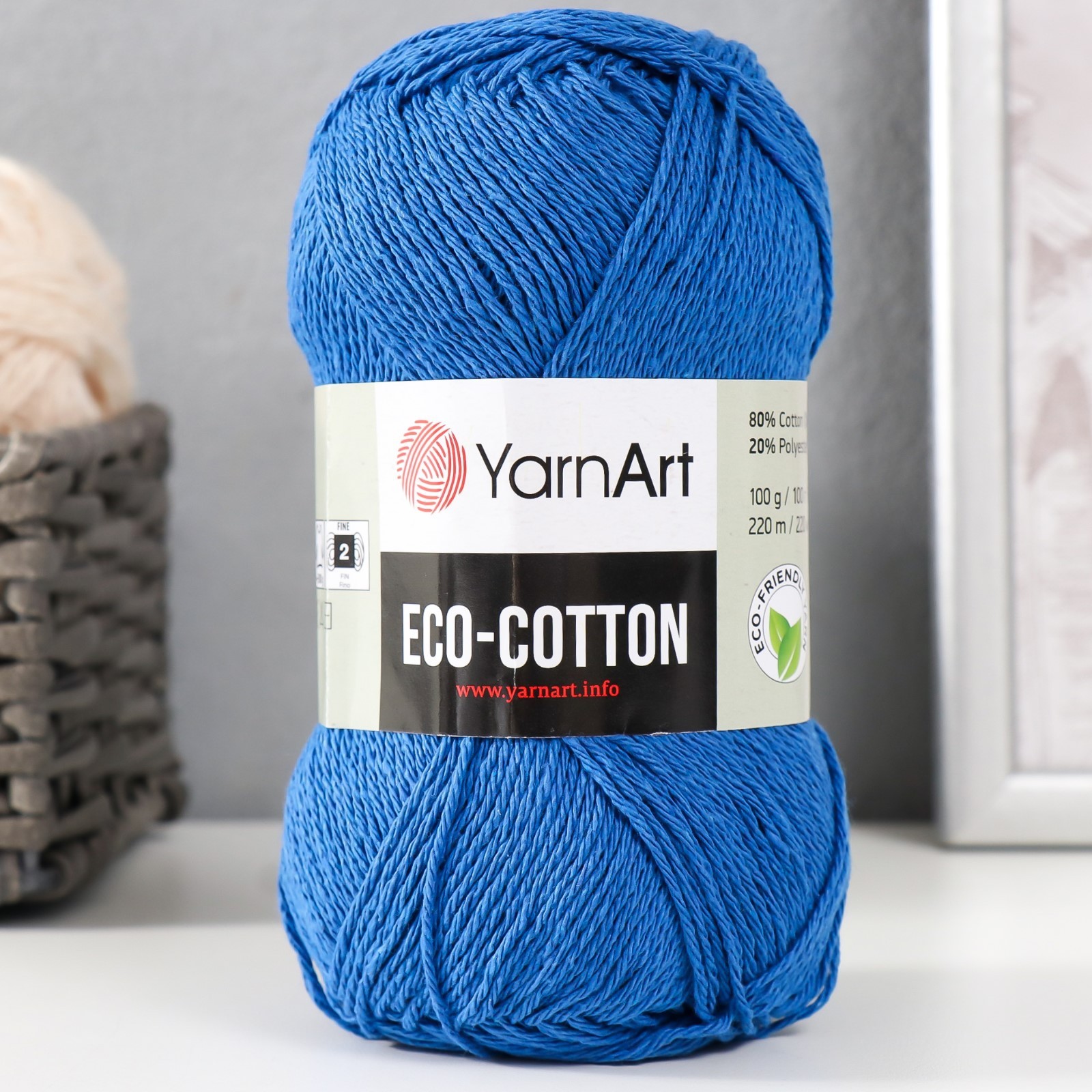 Пряжа "Eco-Cotton" 80% хлопок 20% полиэстер 220м/100гр (774 василек ...