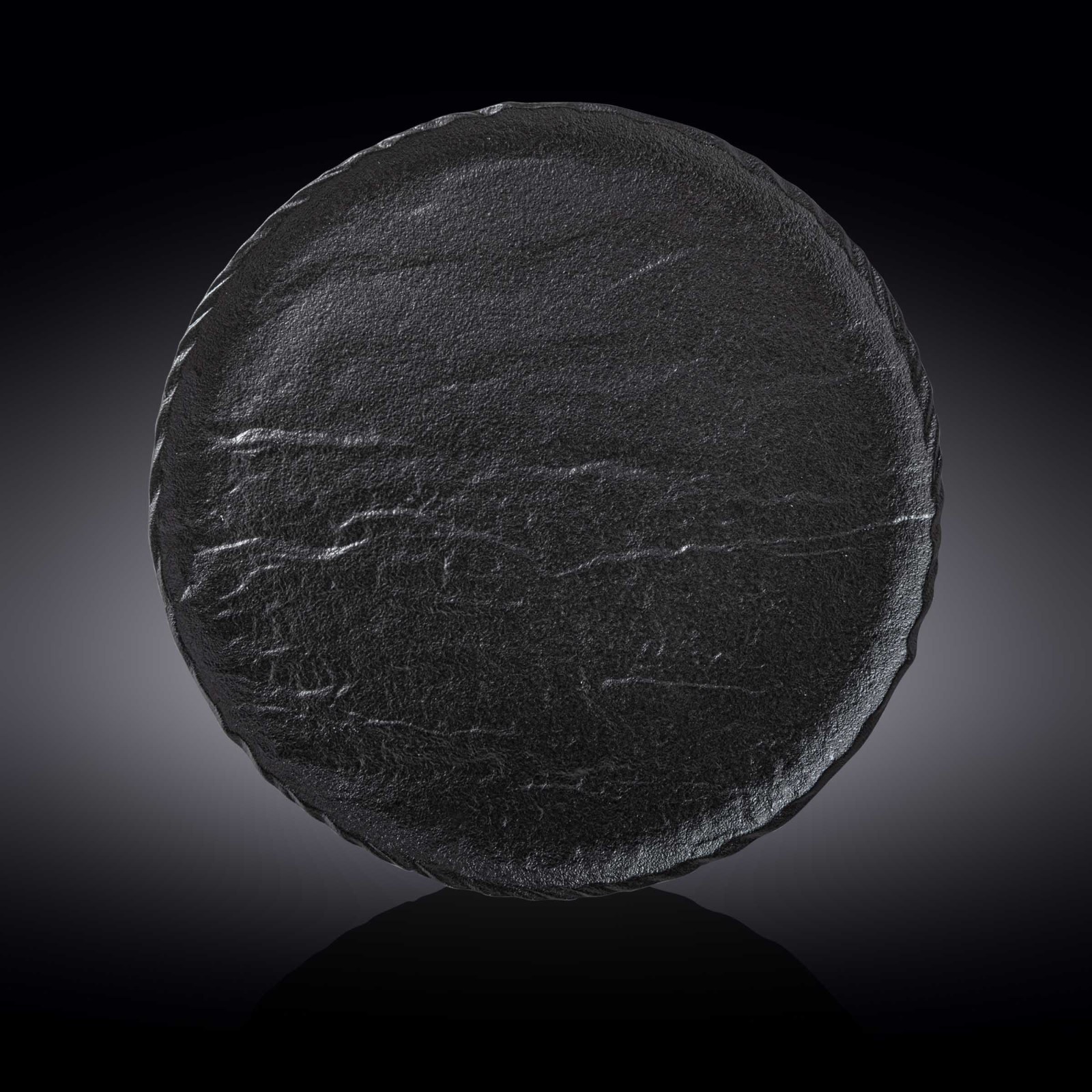 Тарелка круглая Wilmax England Slate Stone, d=33 см, цвет чёрный сланец ...