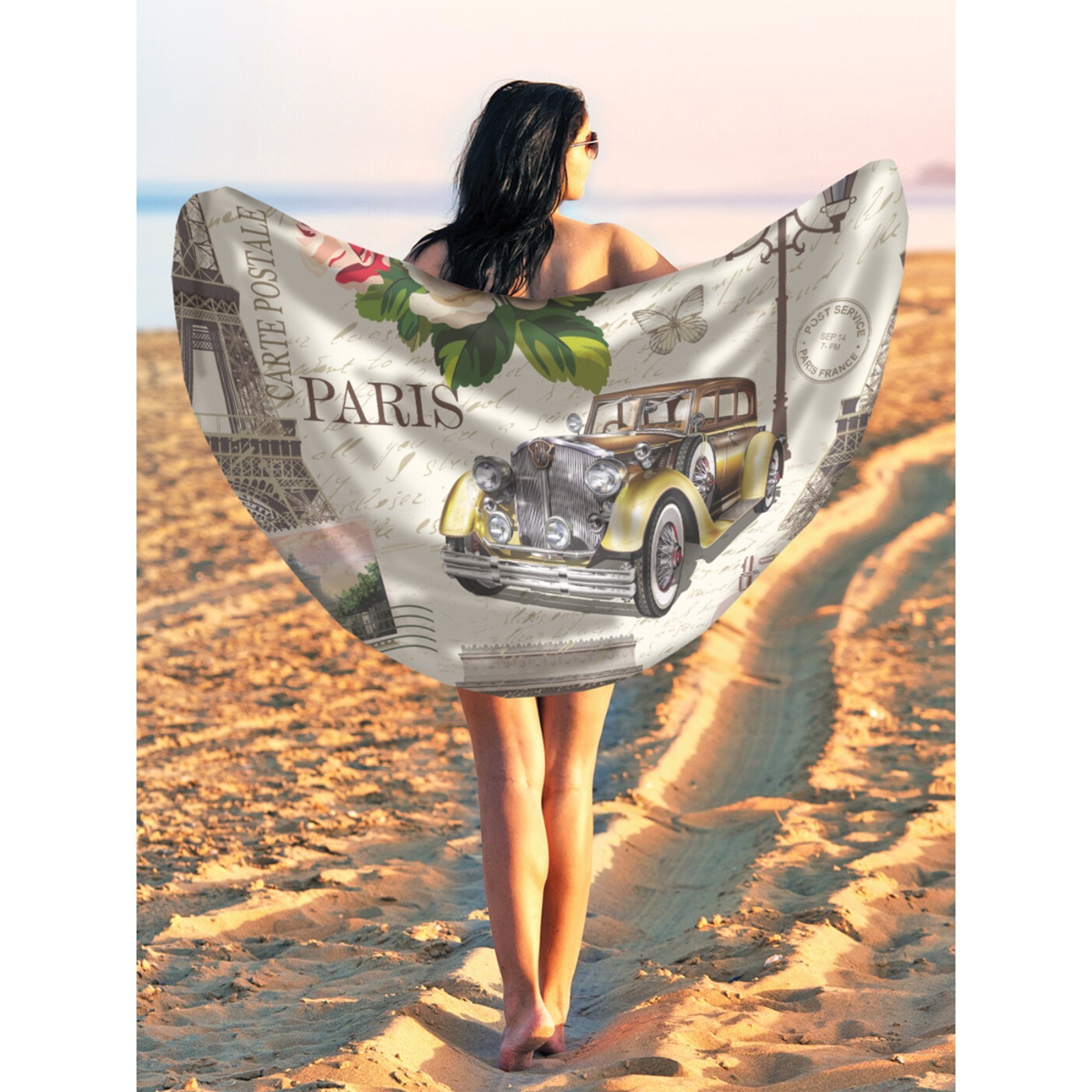 Парео и пляжный коврик «Love Paris», d = 150 см (9665929) - Купить по цене от 1 274.00 руб ...