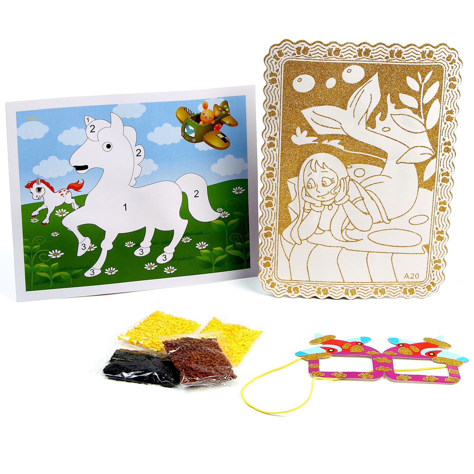 Набор для творчества: аппликация EVA крошкой и раскраска + маска на ...