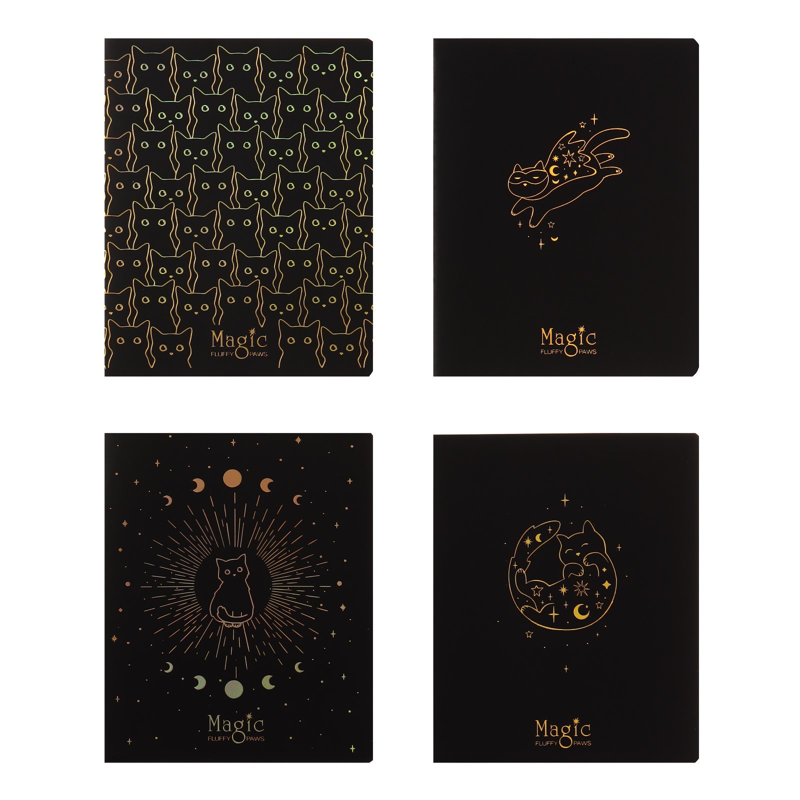 Тетрадь 48 листов в клетку MESHU Black cat, обложка мелованный картон, матовая ламинация ...