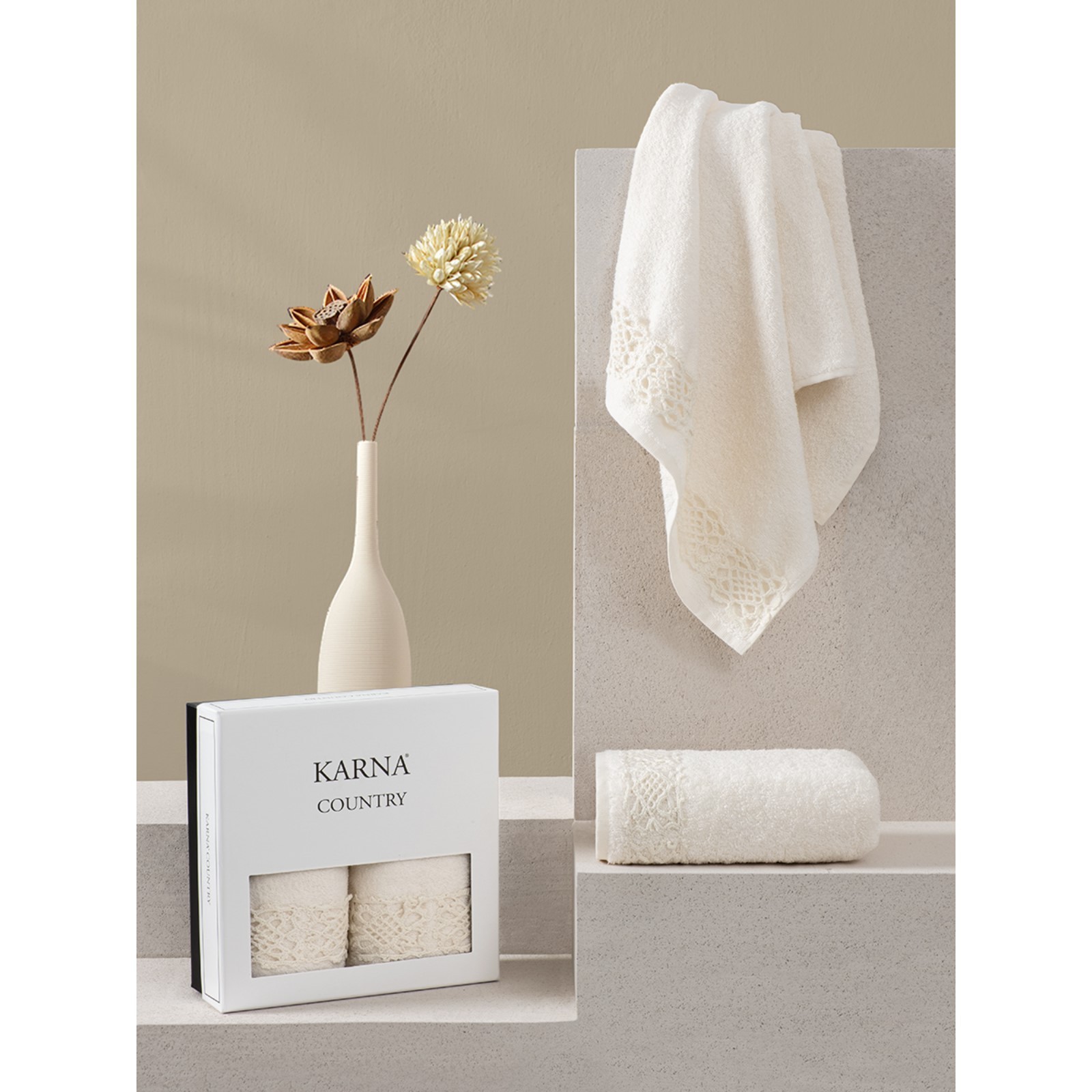 Набор махровых полотенец Karna Country, 480 гр, размер 50х90 см, 2 шт ...