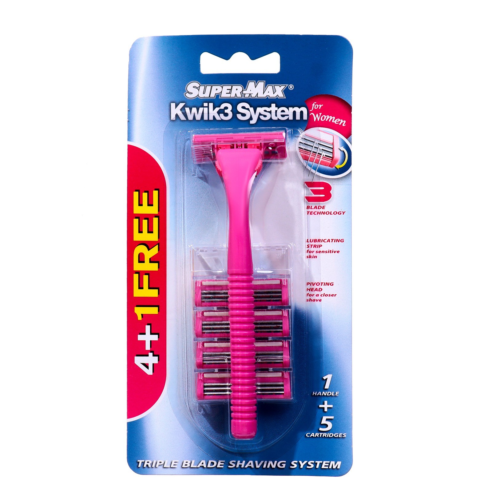 Станок для бритья женский, SUPER-MAX KWIK 3, многоразовый станок + 4 ...