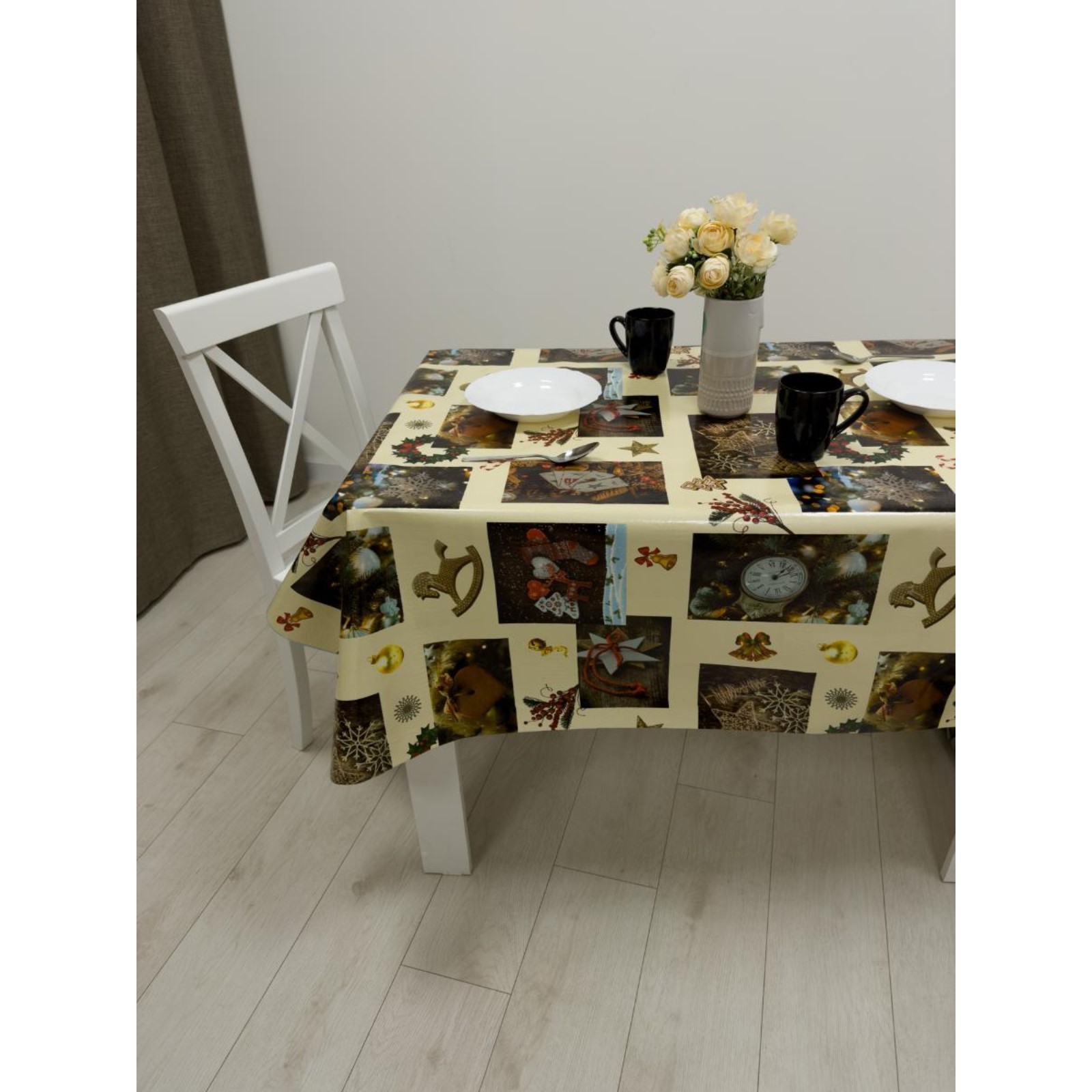 Клеёнка «Глянец» 140 см, рисунок Новогодний Калейдоскоп, рулон 20 п.м ...