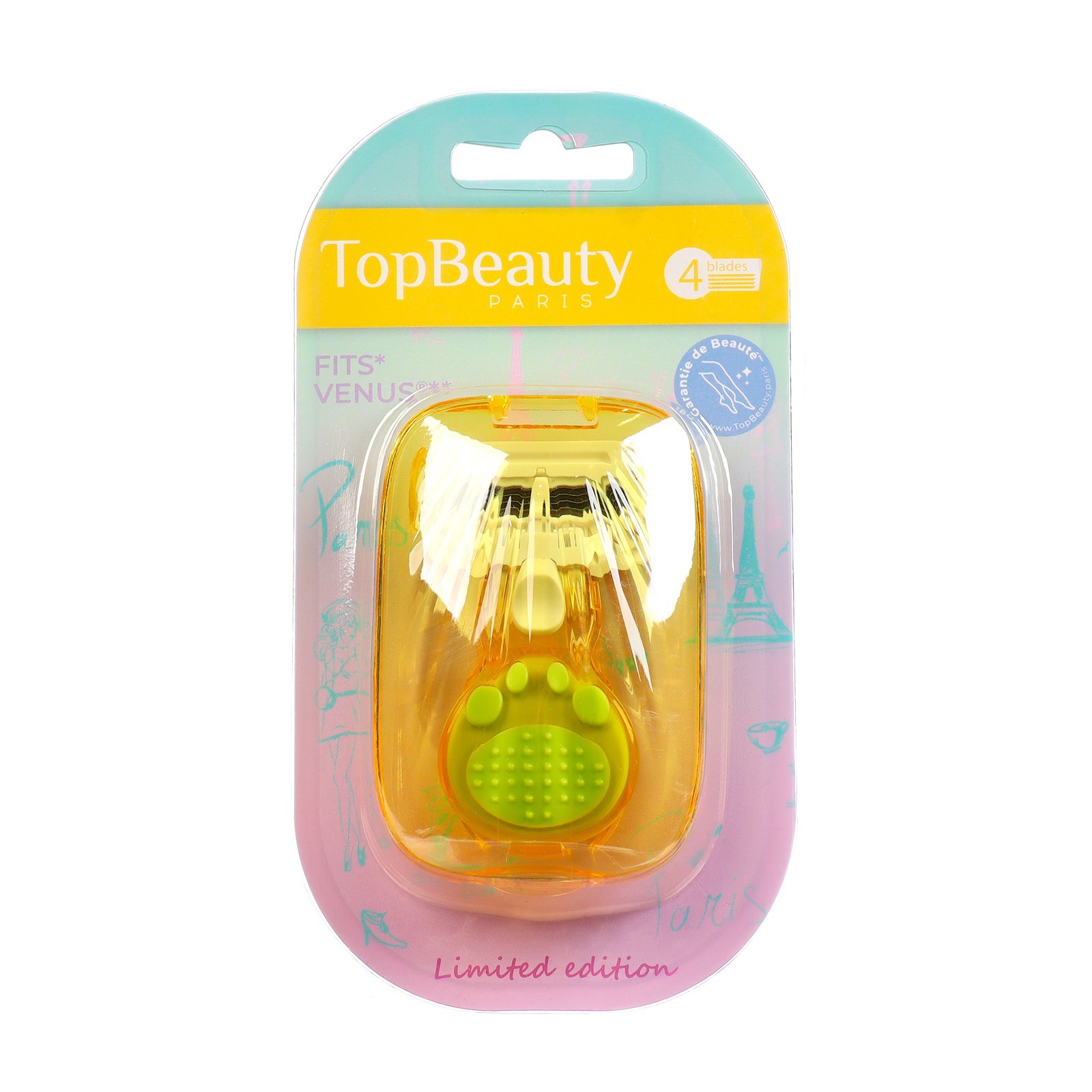Бритва женская дорожная TopBeauty Paris желтая + сменные кассеты, 1 шт ...
