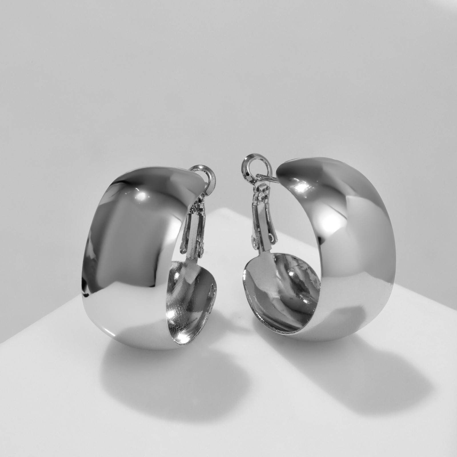 Серьги-кольца «Выпуклые» широкие, цвет серебро, d=3 см (9901672 ...